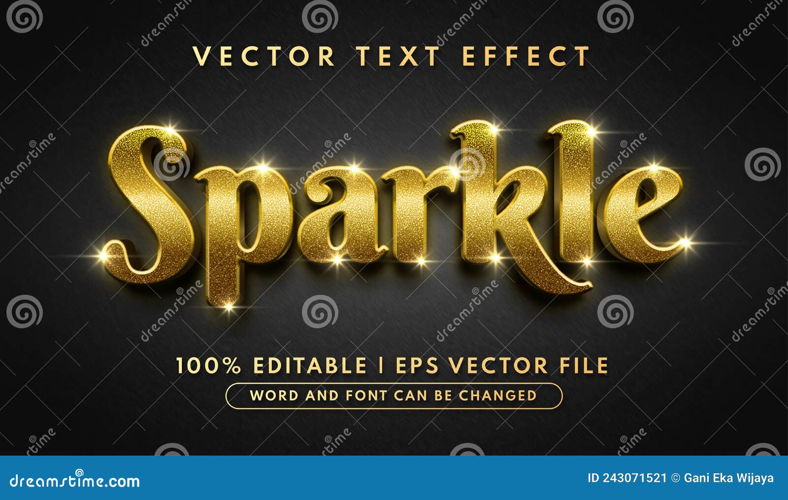 3d Glow Sparkle Text Effect Stock Vector - Illustration of editable ...