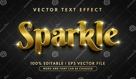3d Glow Sparkle Text Effect Stock Vector - Illustration of editable ...