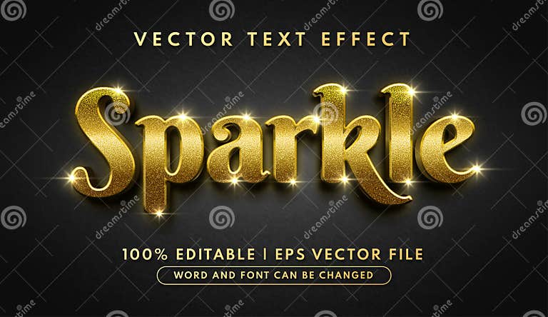 3d Glow Sparkle Text Effect Stock Vector - Illustration of editable ...
