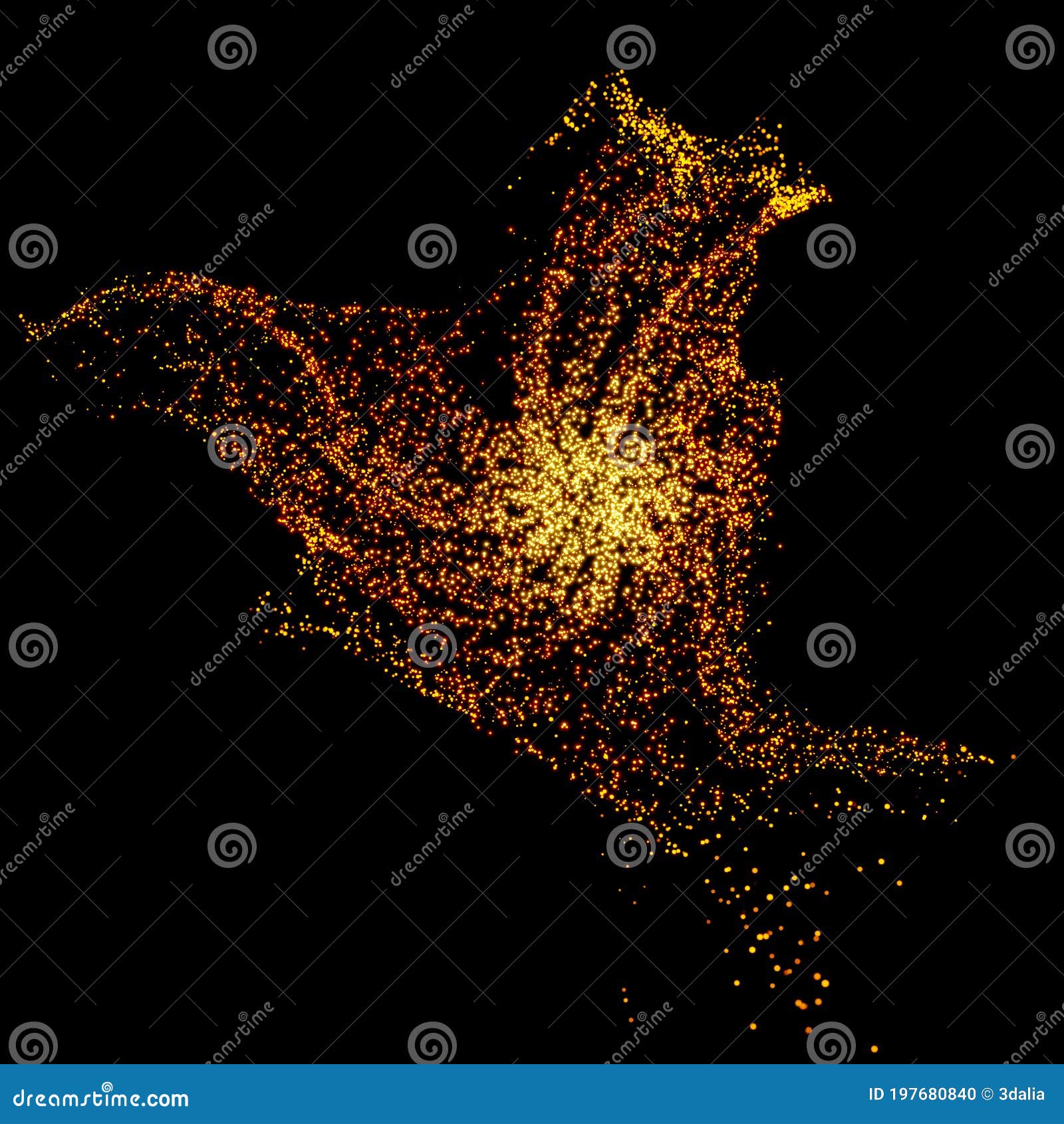 3d Glowing Cloud of Dispersing Orange and Yellow Stars and Dots Stock ...