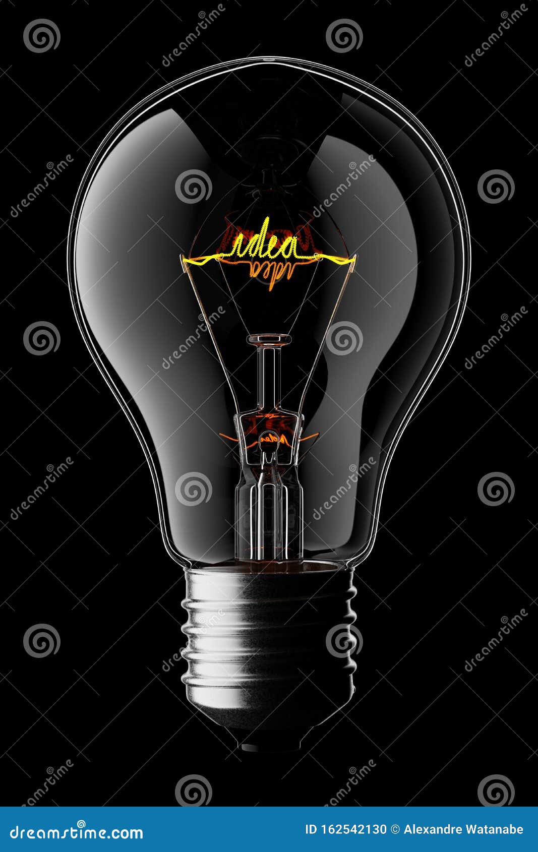 3D Glowing Light Bulb with the Word Idea As Filament Stock Illustration ...