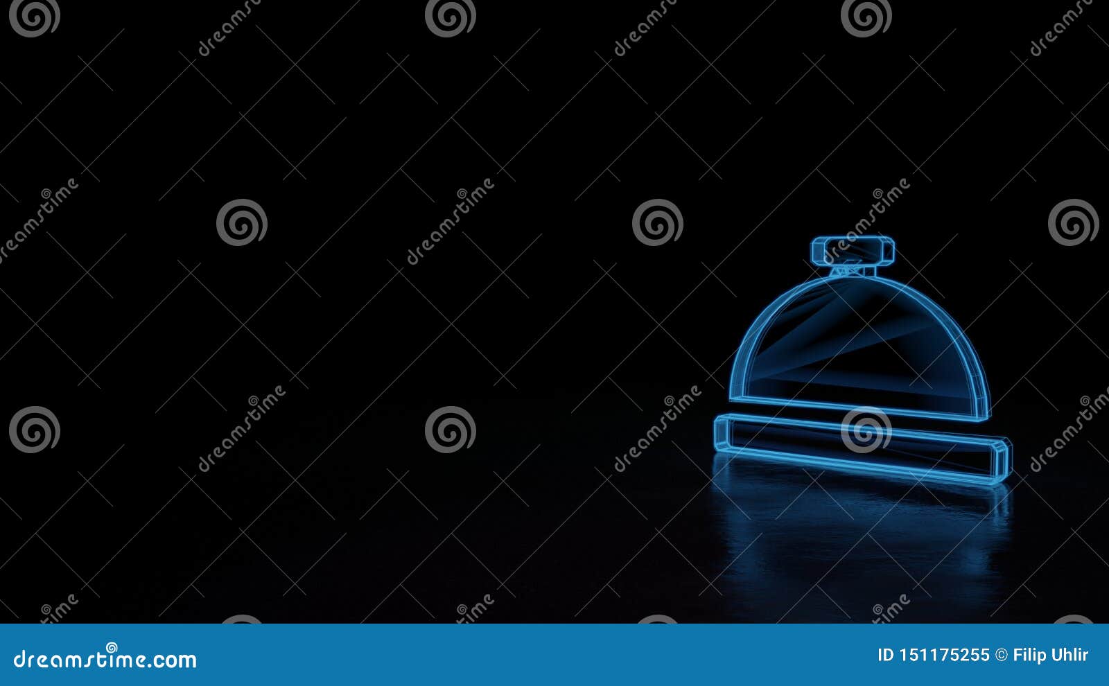 3d Glowing Wireframe Symbol of Symbol of Concierge Bell Isolated on ...