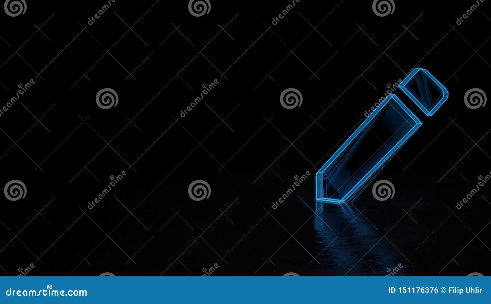 3d Glowing Wireframe Symbol of Symbol of Create New Pencil Button ...