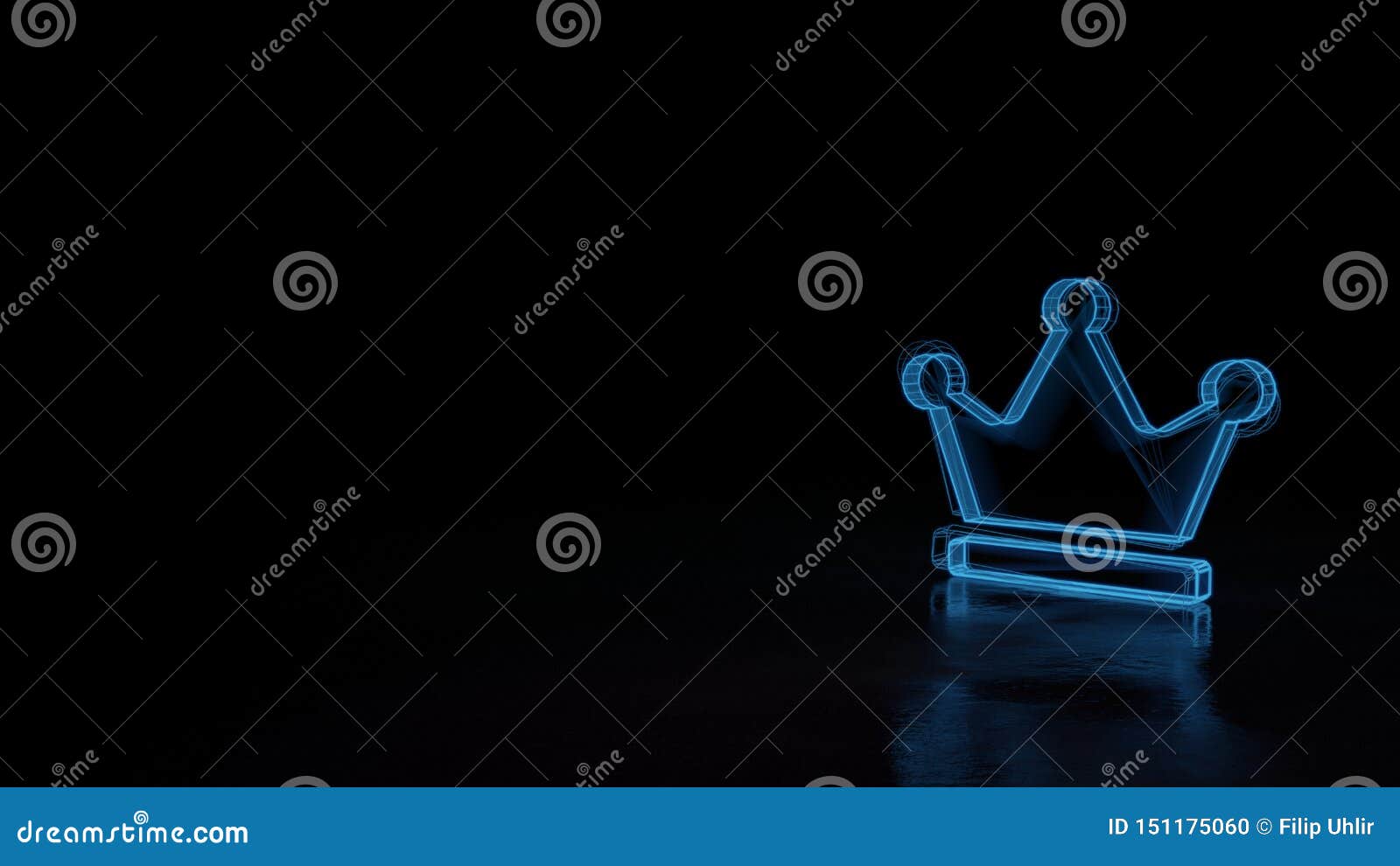 3d Glowing Wireframe Symbol of Symbol of Crown Isolated on Black ...