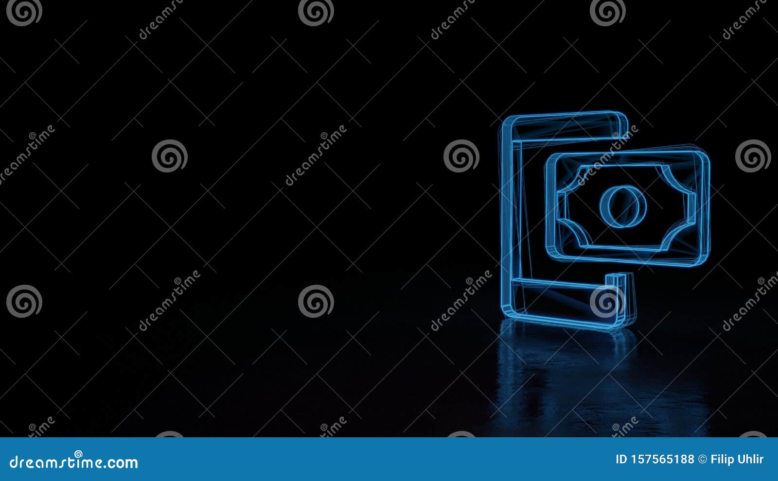 3d Glowing Wireframe Symbol of Symbol of Payment Method Isolated on ...