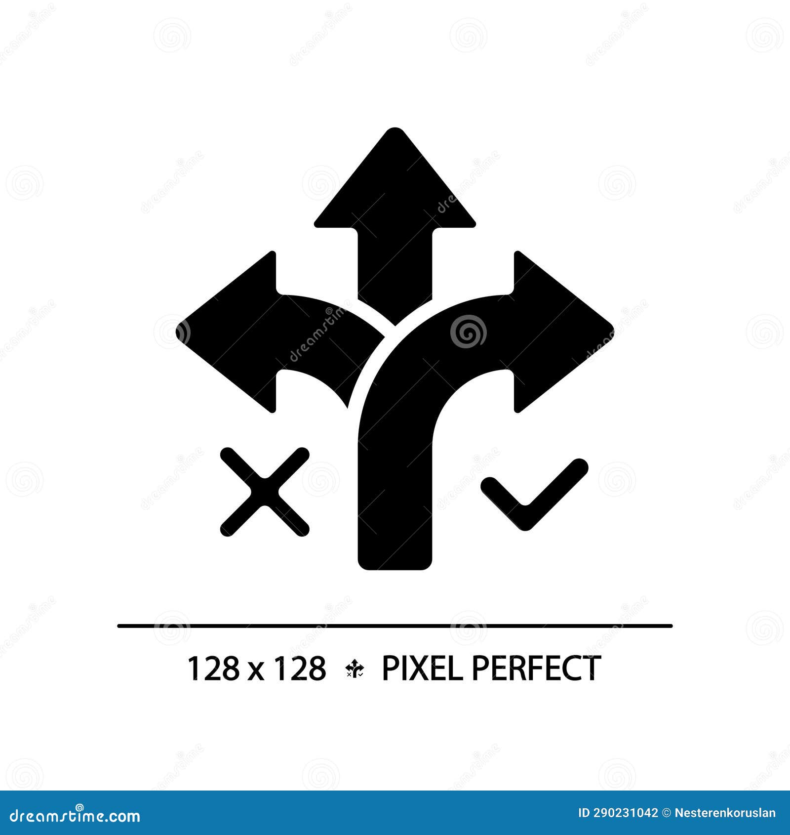 2D Glyph Style Black Correct Way Icon Stock Vector - Illustration of ...