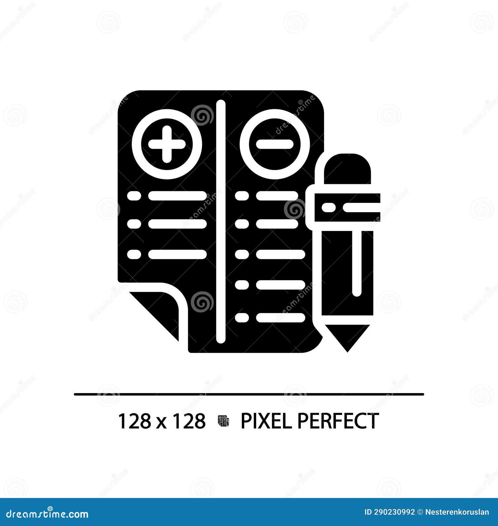 2D Glyph Style Black Positive and Negative Points Icon Stock Vector ...
