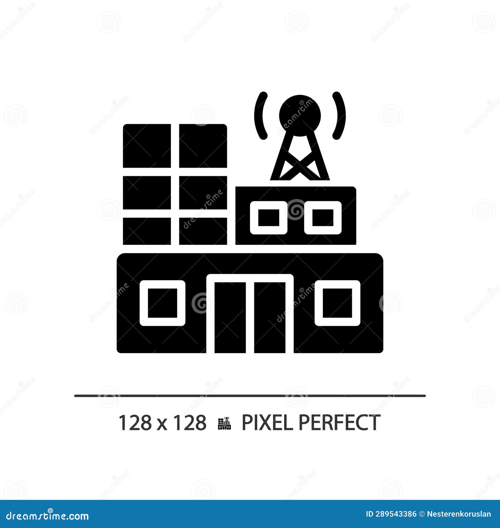 2D Glyph Style Radio Station Building Solid Icon Stock Illustration ...