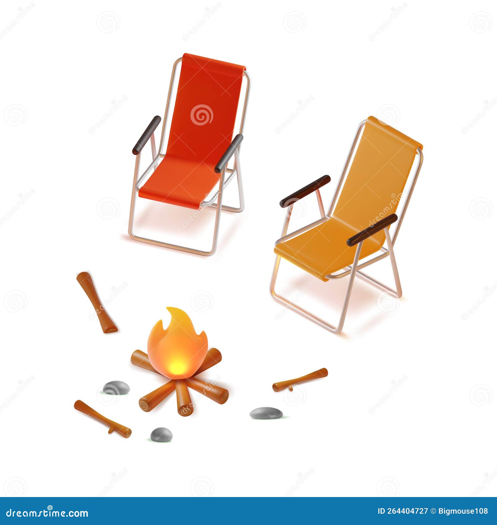 3d Go Camping Concept Elements Plasticine Cartoon Style. Vector Stock ...