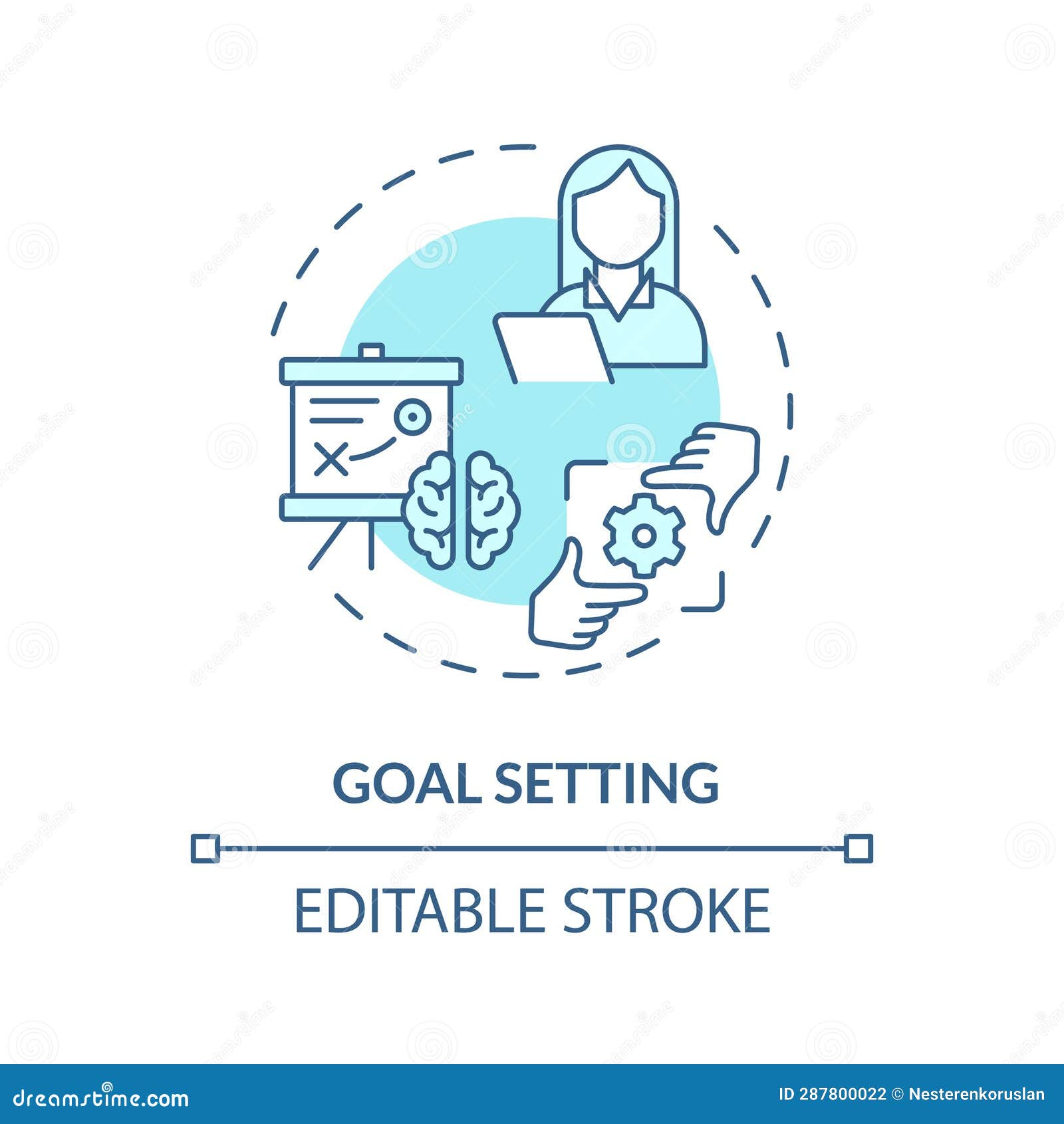 2D Goal Setting Blue Line Icon Concept Stock Illustration ...