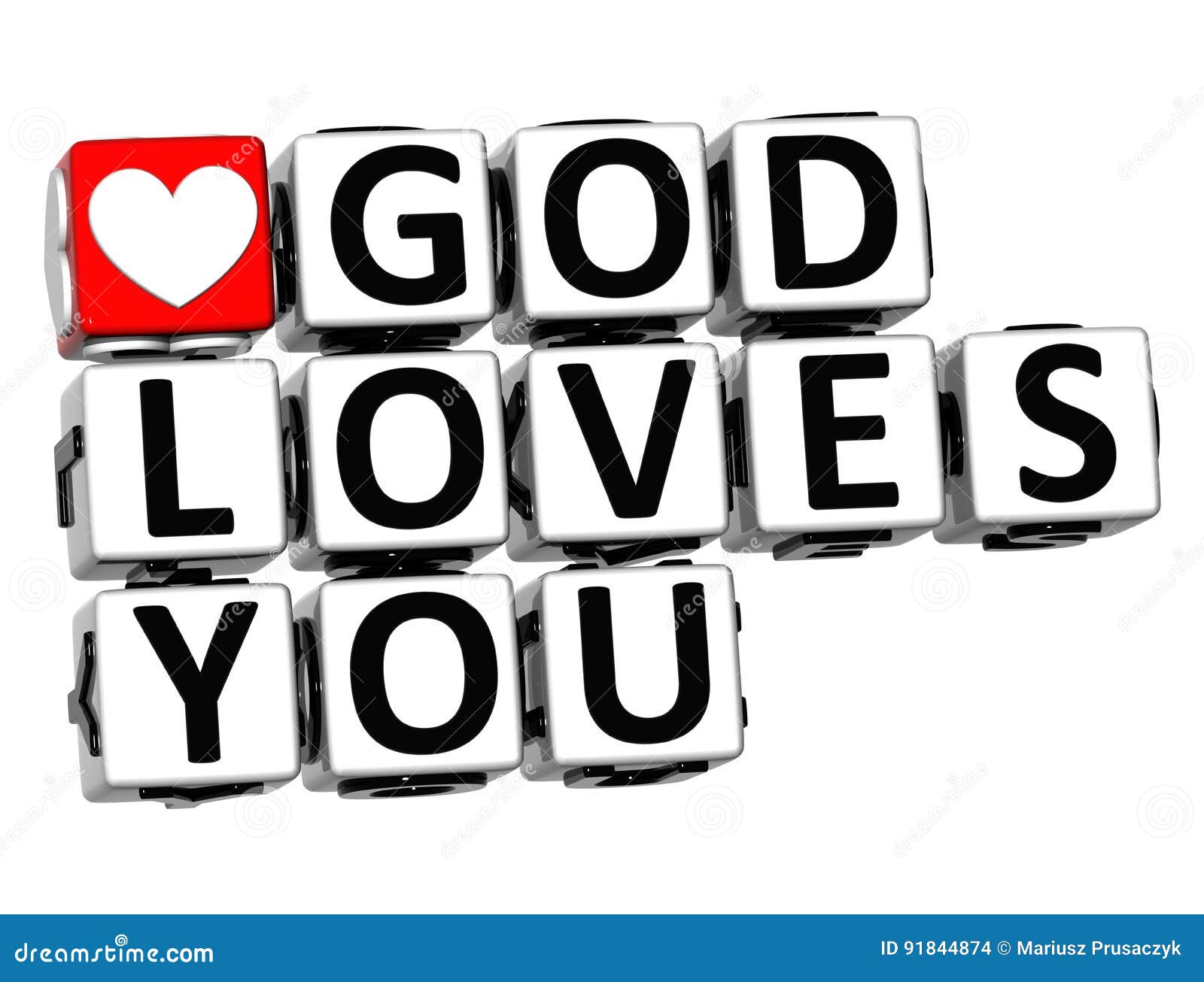 3D God Loves You Button Click Here Block Text Stock Illustration ...
