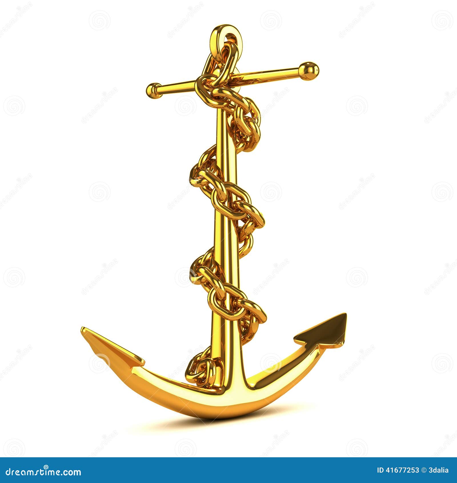 3d Gold anchor with chain stock illustration. Illustration of nautical ...