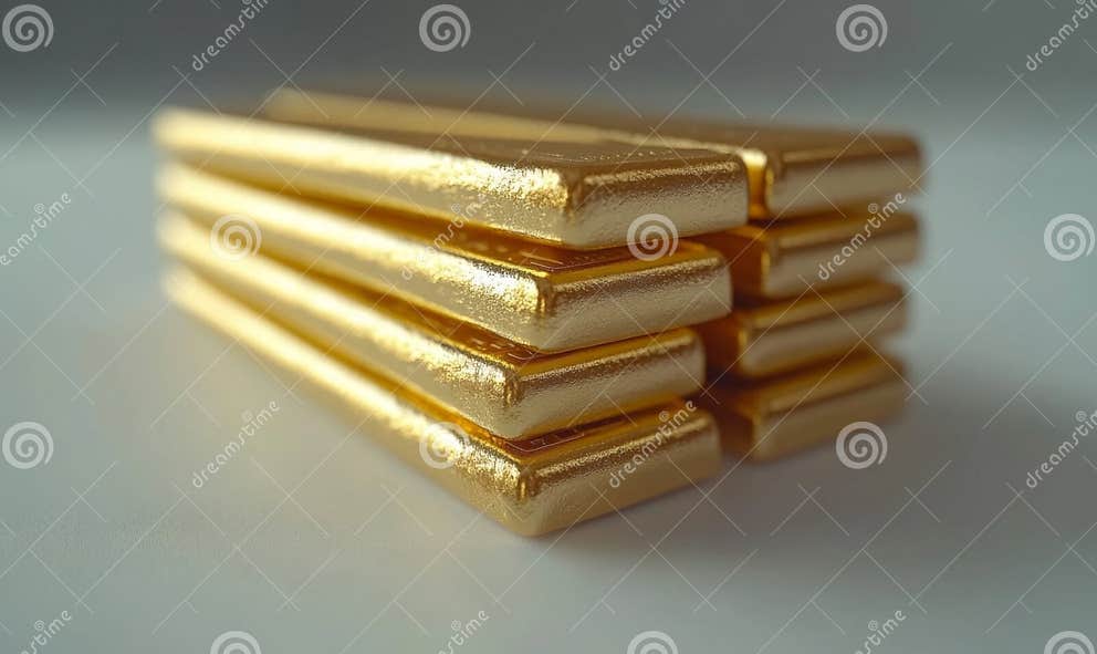 3D Gold Bar Stack with Realistic Shine and Reflections, Isolated on a ...