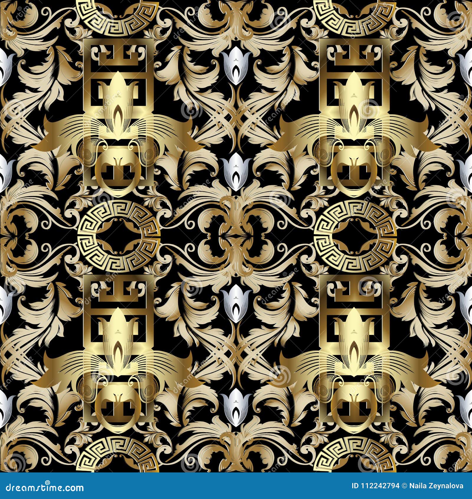 3d Gold Baroque Seamless Pattern. Wallpaper Stock Vector - Illustration ... 3d Gold Baroque Seamless Pattern. Wallpaper Stock Vector - Illustration ...