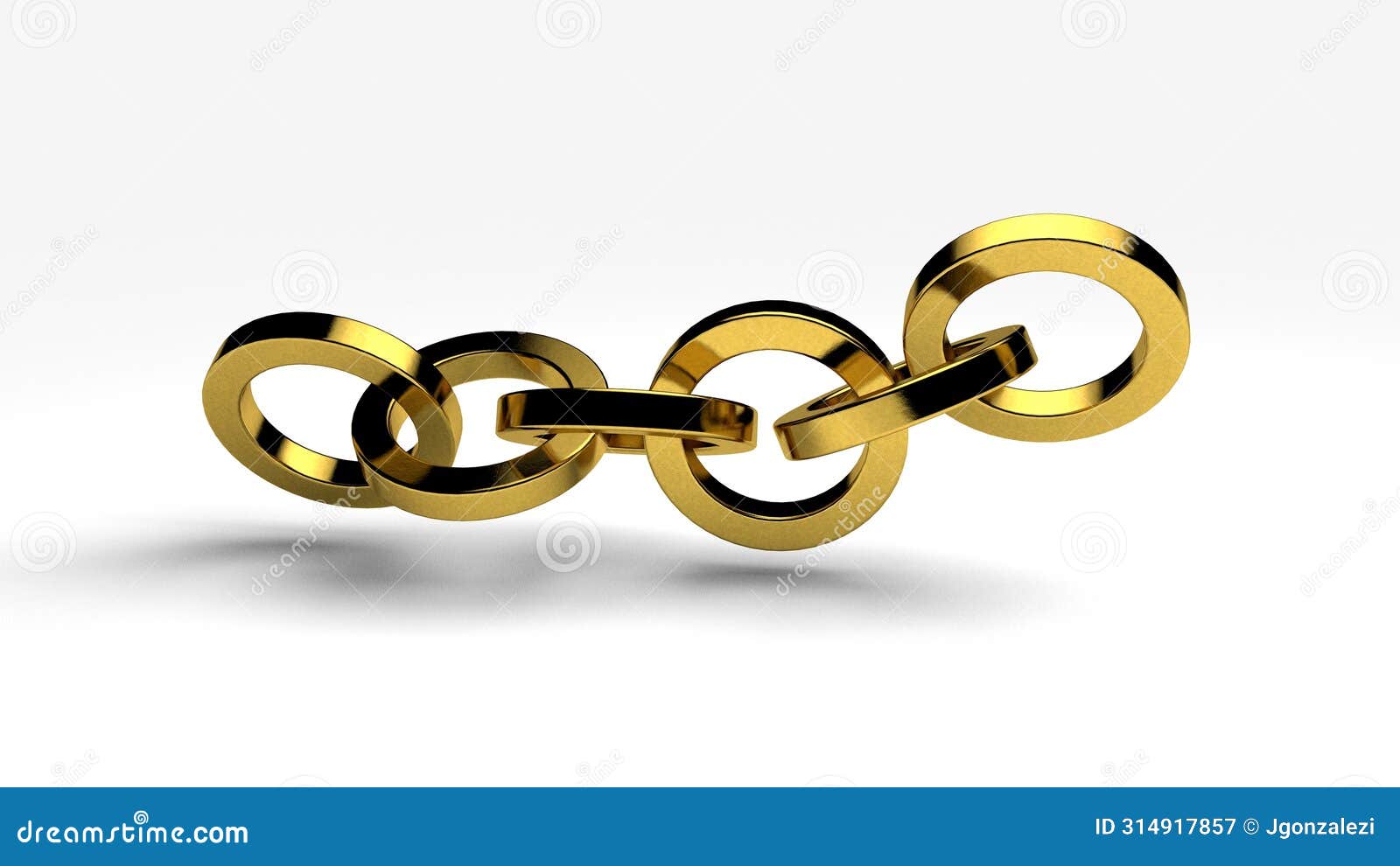 3D Gold Chain Links Isolated on White Stock Illustration - Illustration ...
