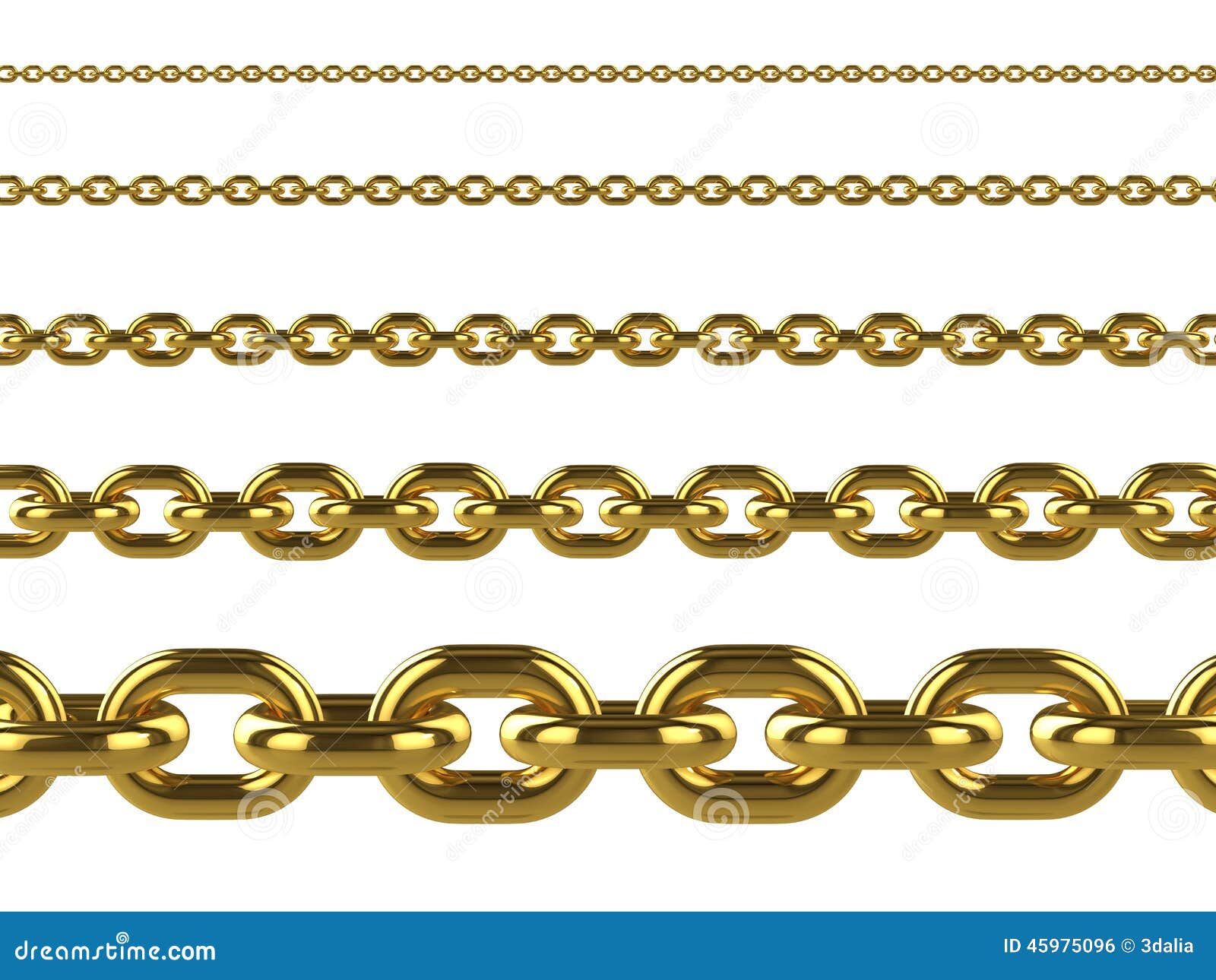 3d Gold Chains of Various Sizes Stock Illustration - Illustration of ...