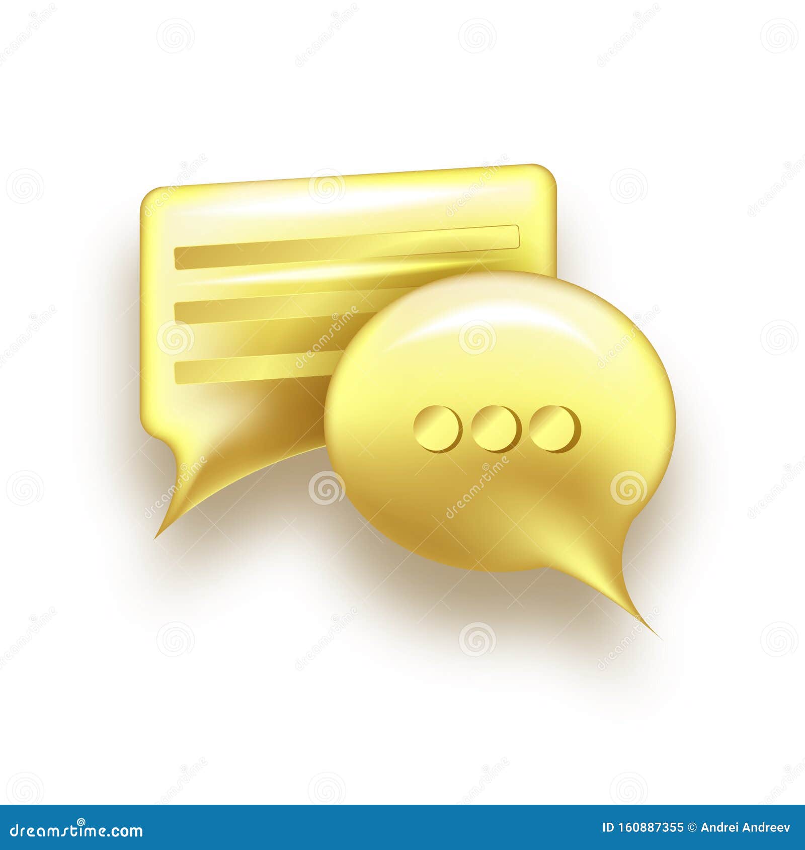 3d Gold Chat Bubble. Talk, Dialogue, Messenger or Online Support ...