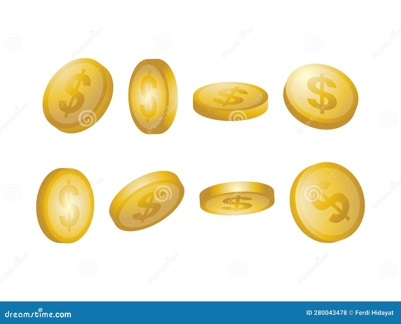 3d Gold Coin. Vector Design Stock Vector - Illustration of dollar ...