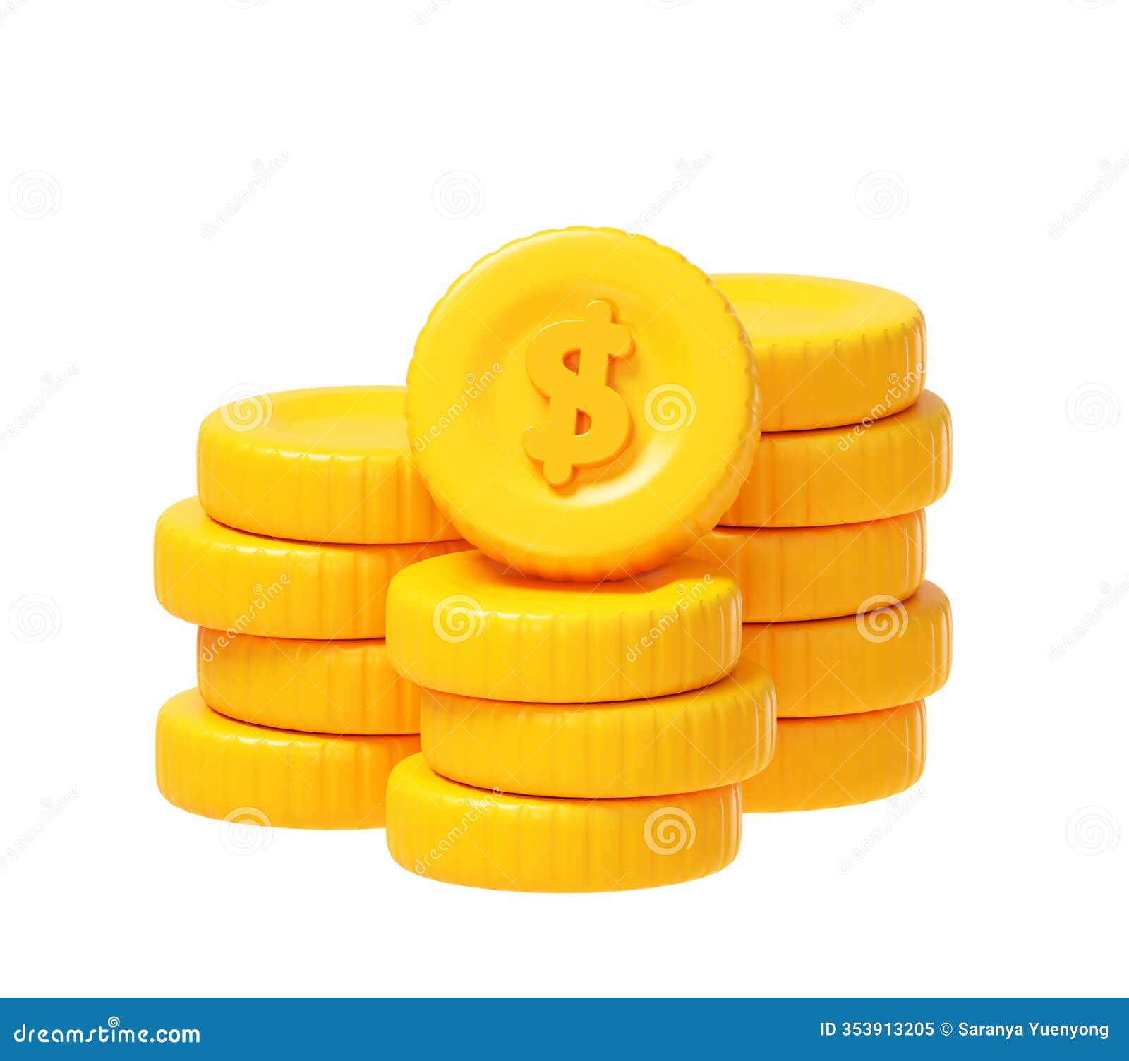 3D Gold Coins Stack for Business Graphics Illustration Stock ...
