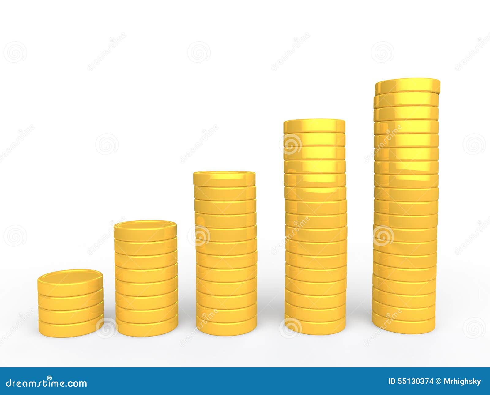 3d gold coins stack stock illustration. Illustration of success - 55130374