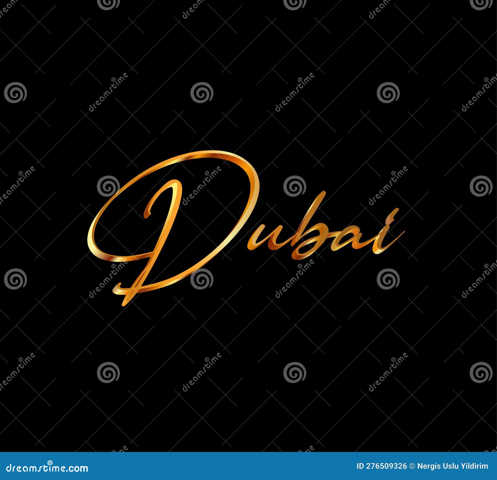 3d gold dubai text stock vector. Illustration of yellow - 276509326
