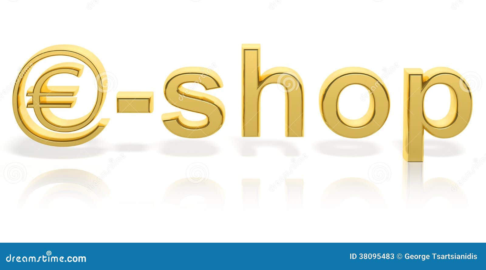 3D gold e-shop text stock illustration. Illustration of marketing ...