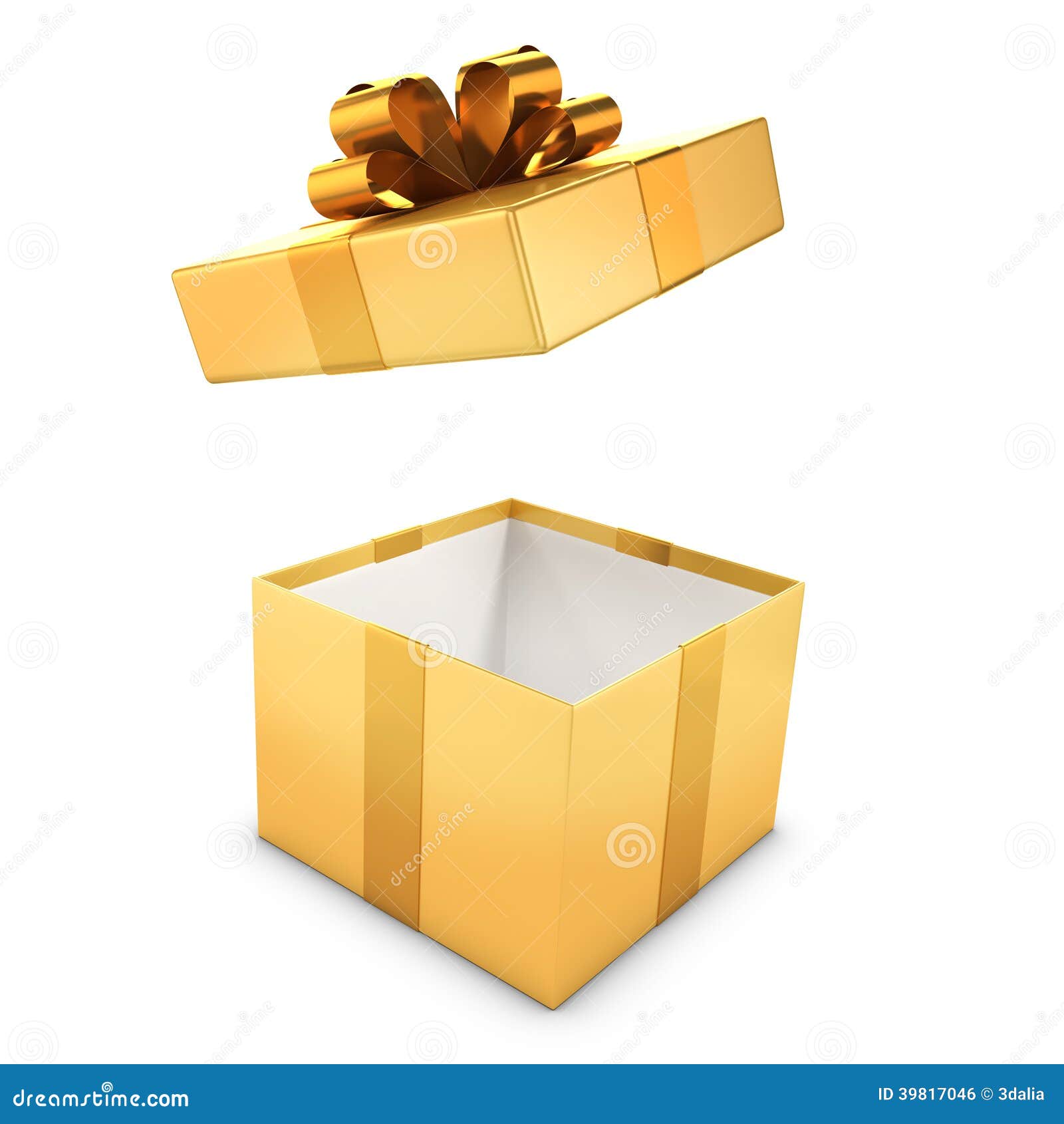 3d Gold gift box opens stock illustration. Illustration of pretty ...