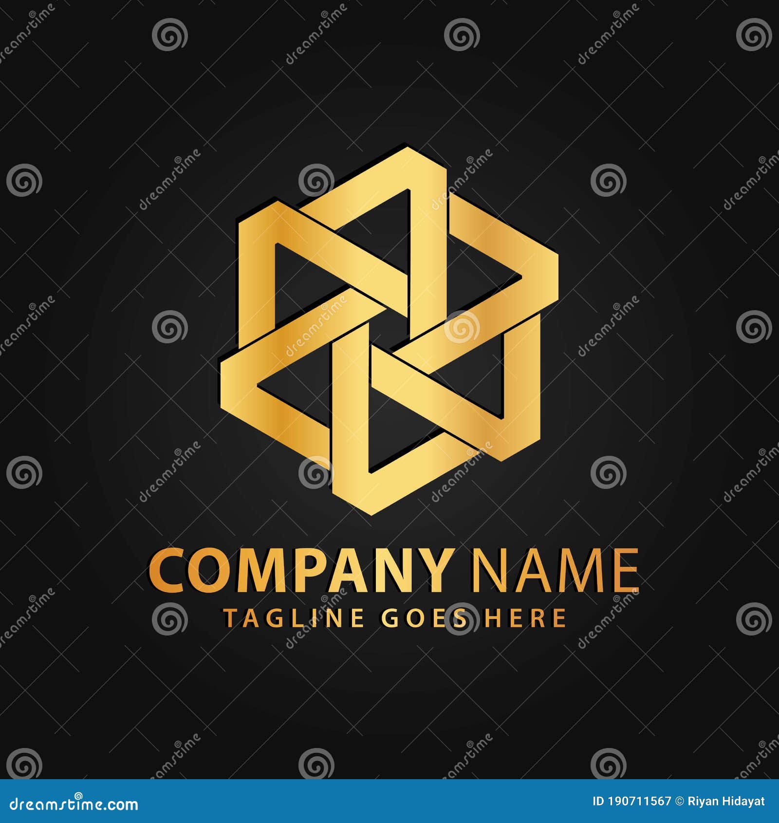 3D Gold Hexagon Luxury Logos Design Vector Illustration Template Icon ...