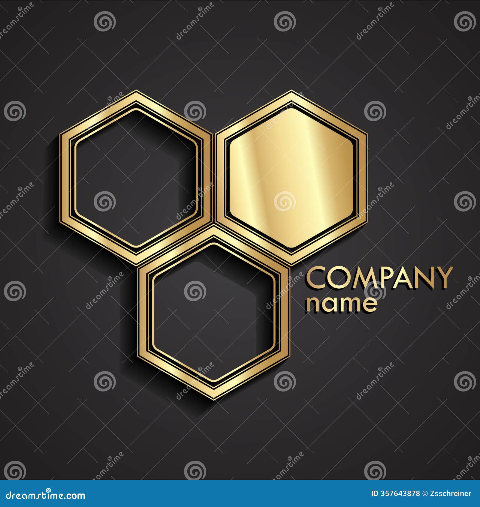 3d Gold Hexagonal Logo Vector Illustration | CartoonDealer.com #357643878