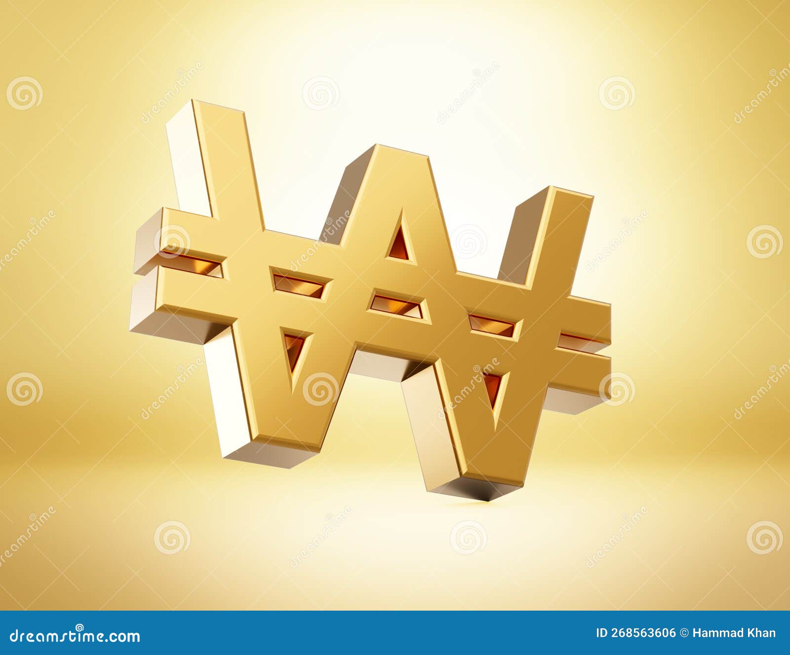 3D Gold Korea Won Symbol 3d Illustration Stock Illustration ...