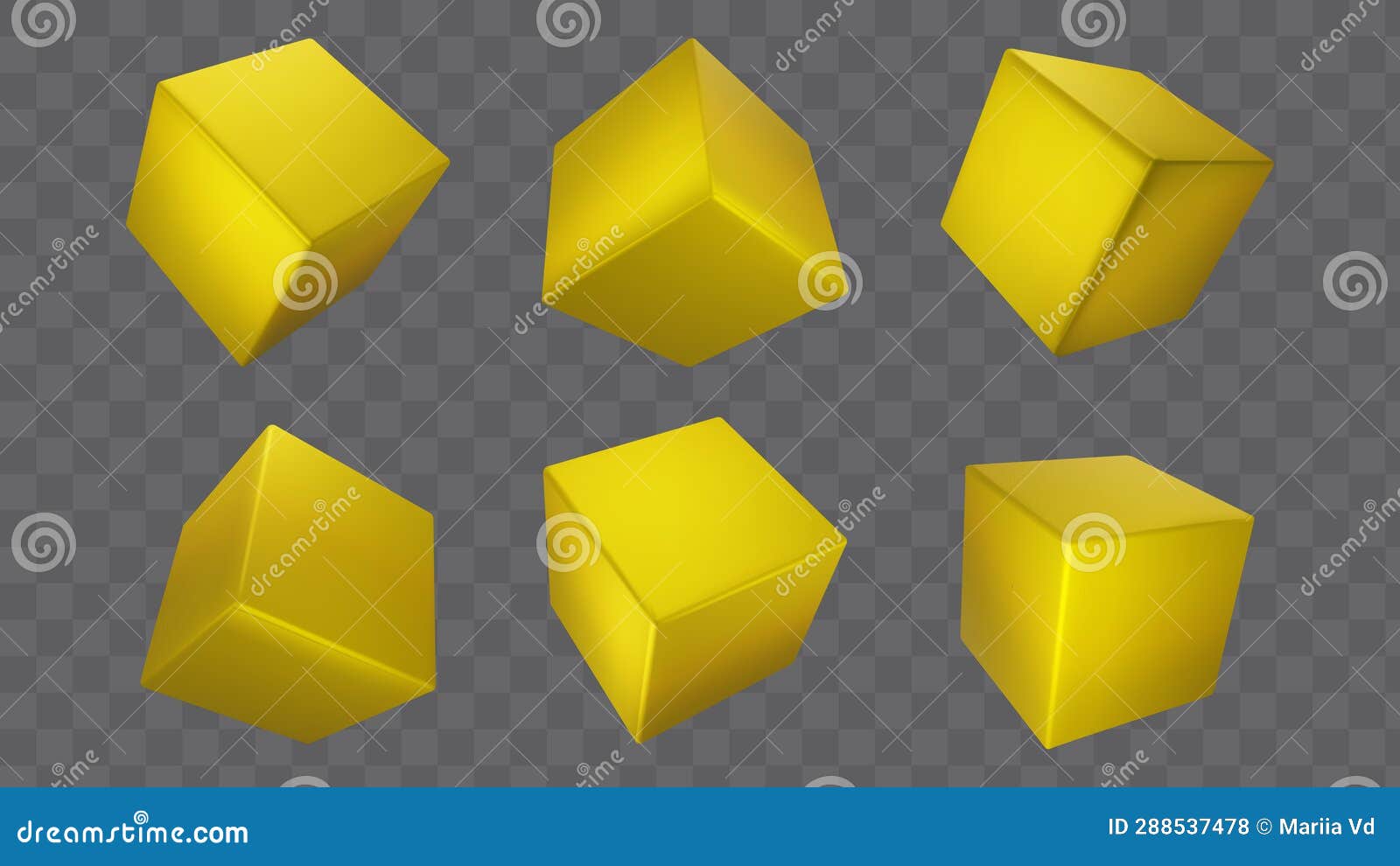 3d Gold Metal Cube Box Vector Render. Golden Glossy Square Shape ...