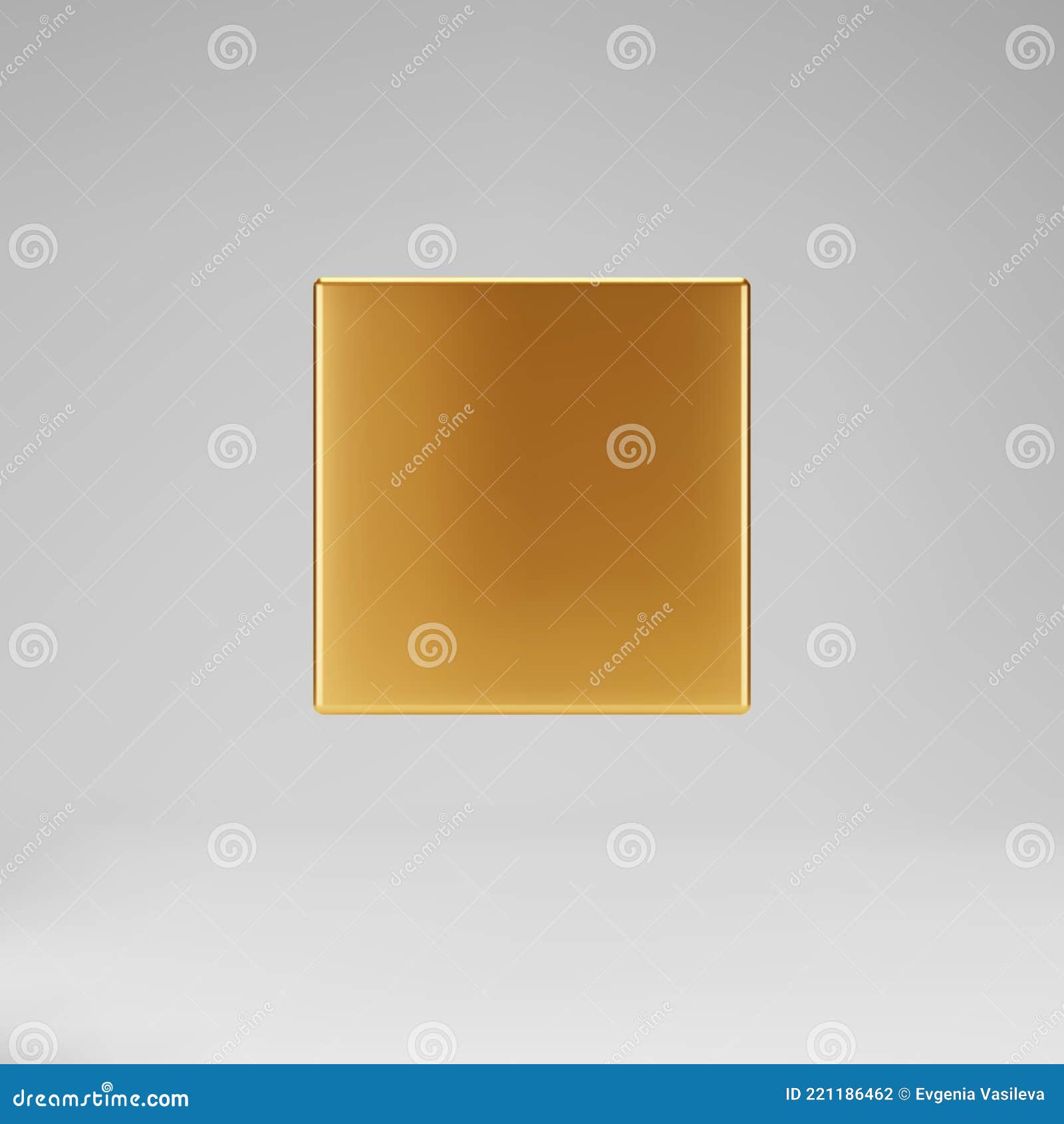 3d Gold Metallic Cube Front View Isolated on Grey Background. Render a ...