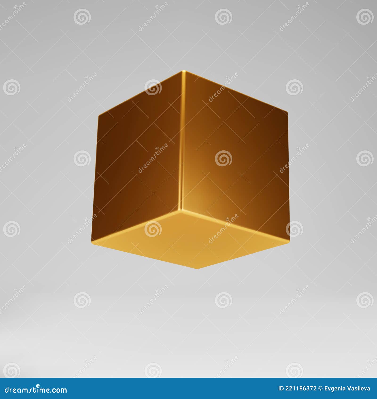 3d Gold Metallic Cube Isolated on Grey Background. Render a Rotating ...