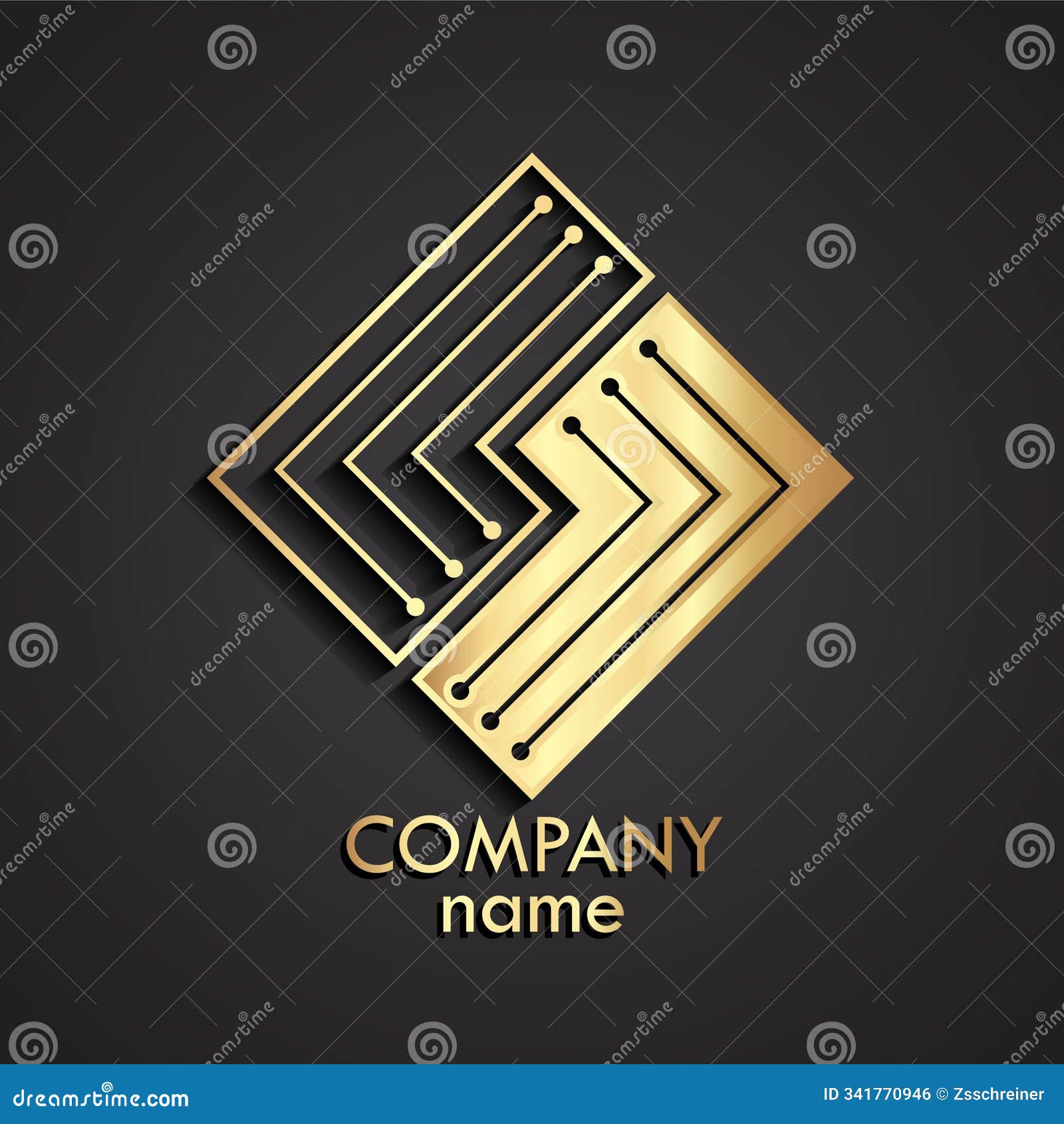 3d Gold Microchip Logo Electronic Theme Stock Vector - Illustration of ...