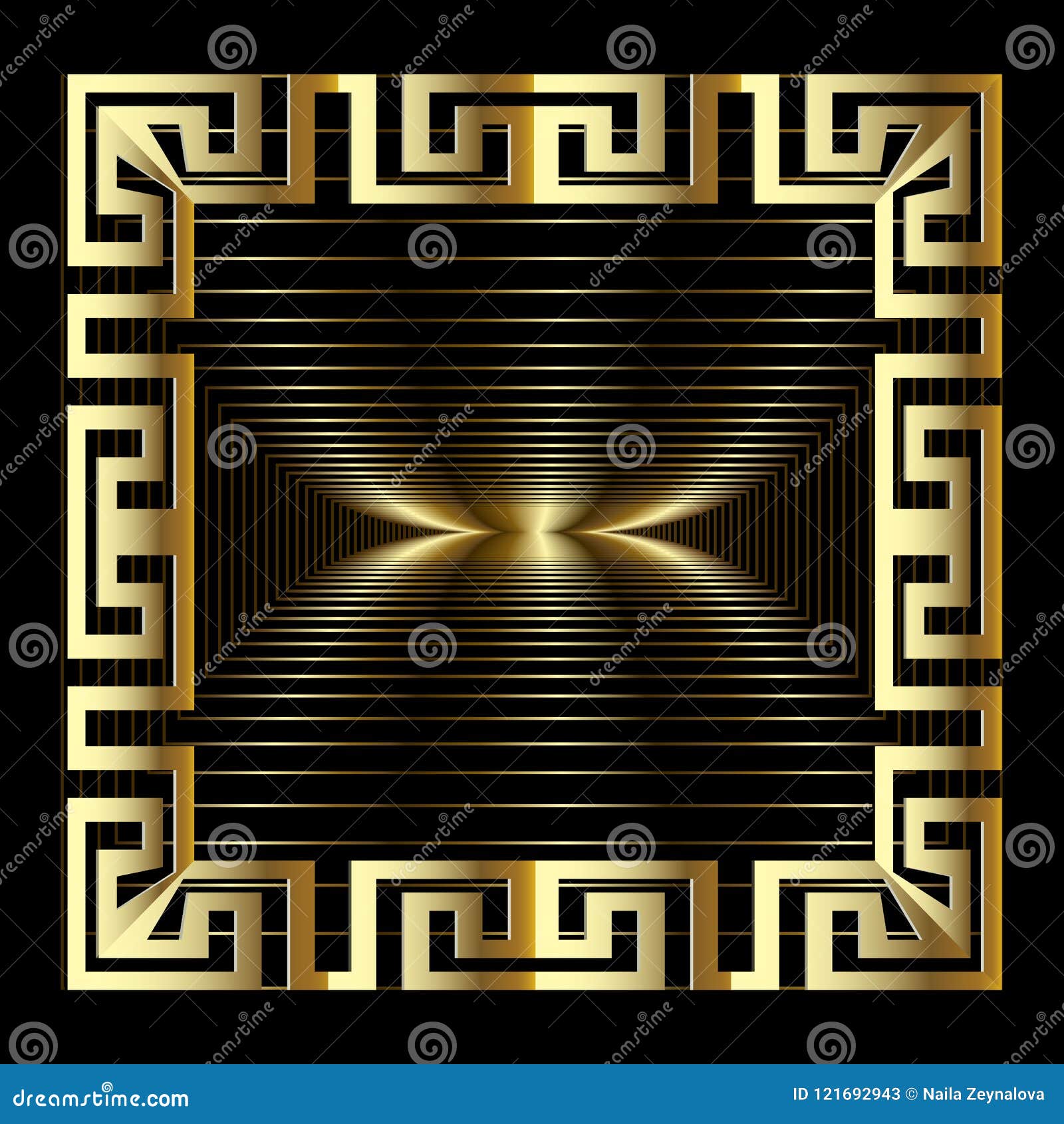 3d Gold Modern Abstract Greek Vector Panel Pattern Stock Vector ...