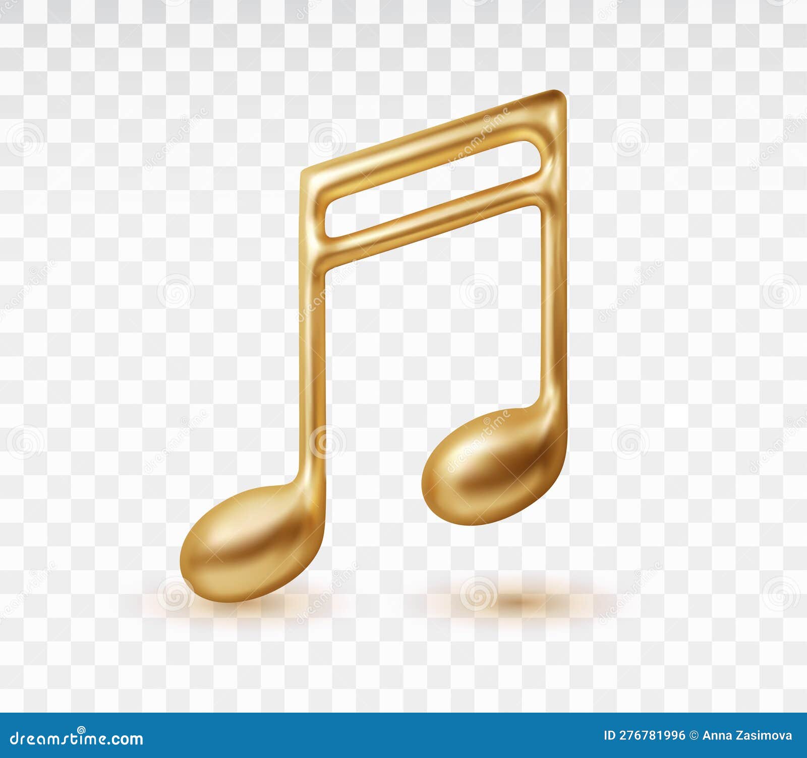3d Gold Musical Note Isolated. Realistic Vector Illustration. Stock ...
