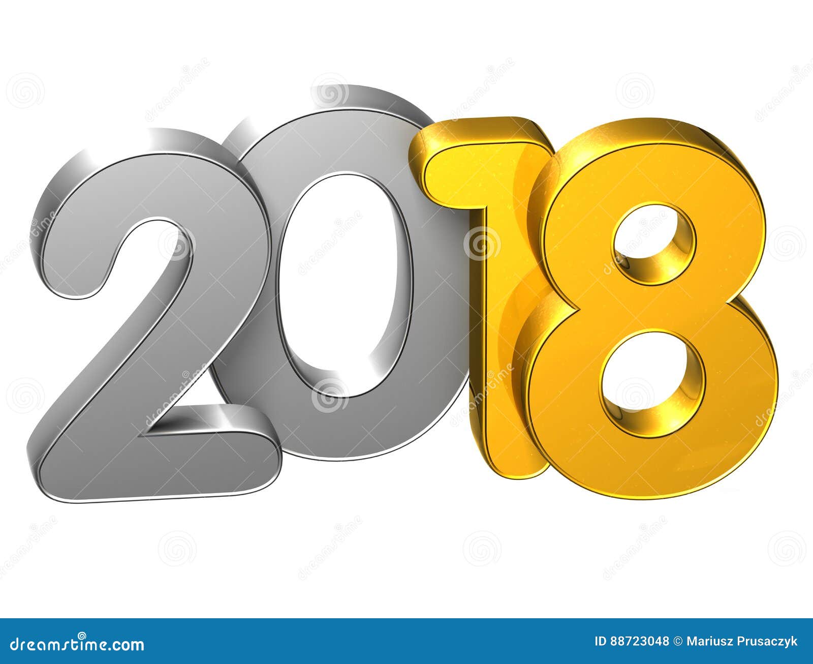 3D Gold Number New Year 2018 on White Background Stock Illustration ...