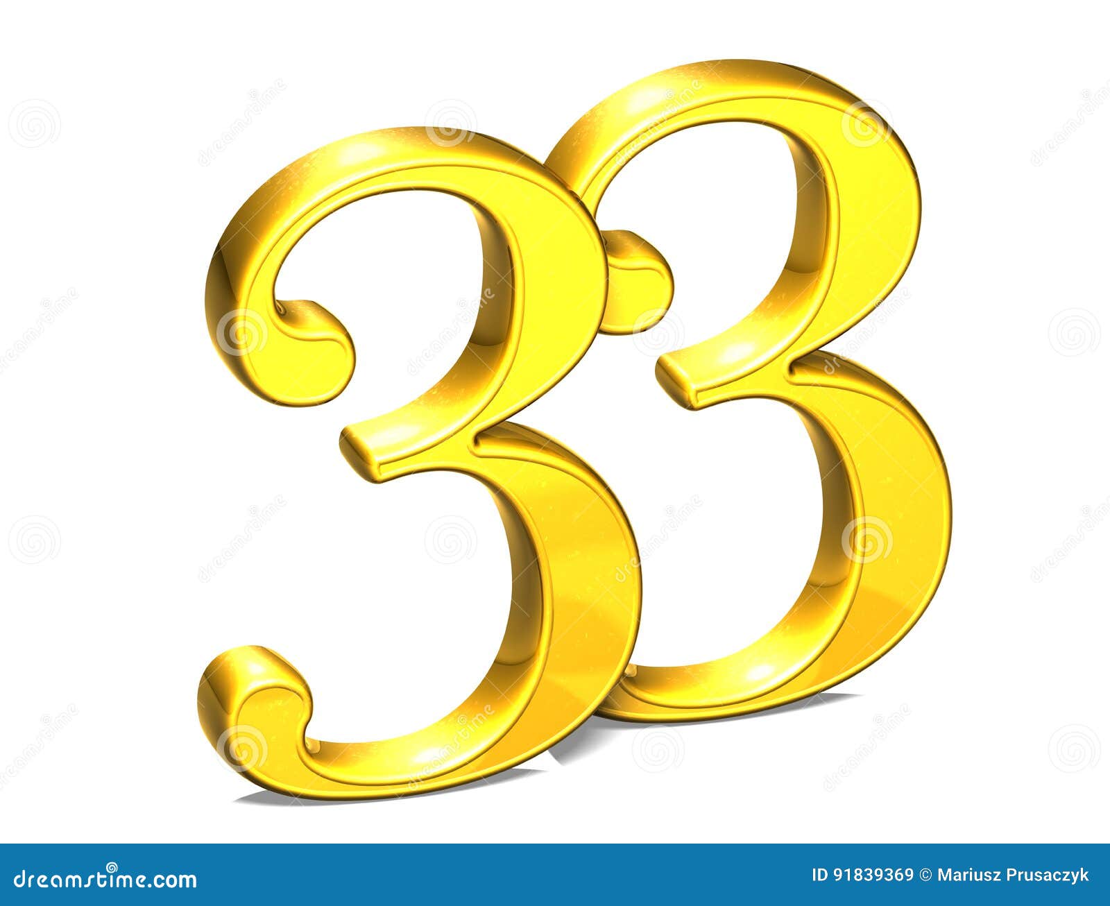 3D Gold Number Thirty-three On White Background Royalty-Free Stock ...