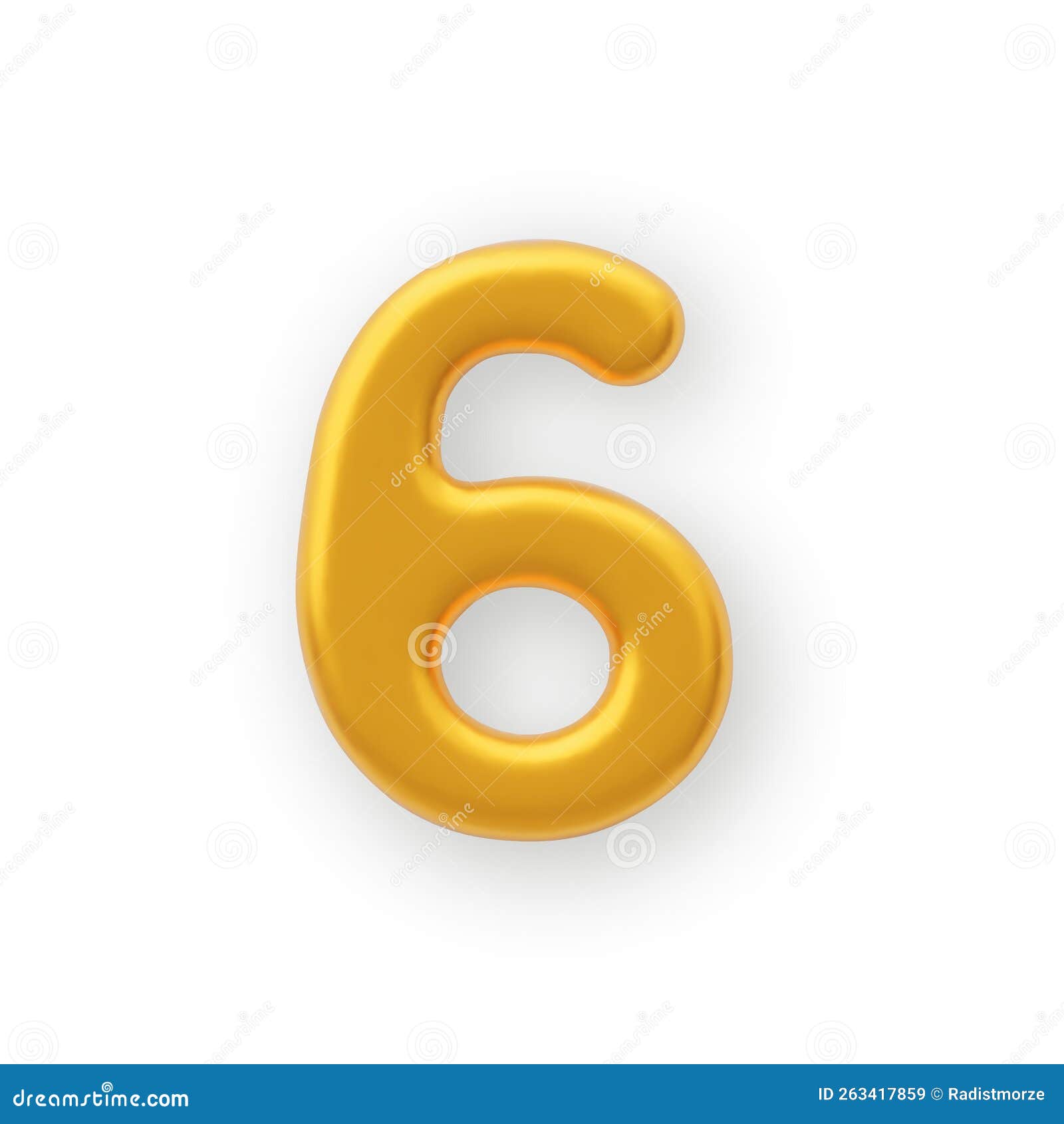 3D Gold Number 6 on a White Background . Stock Vector - Illustration of ...