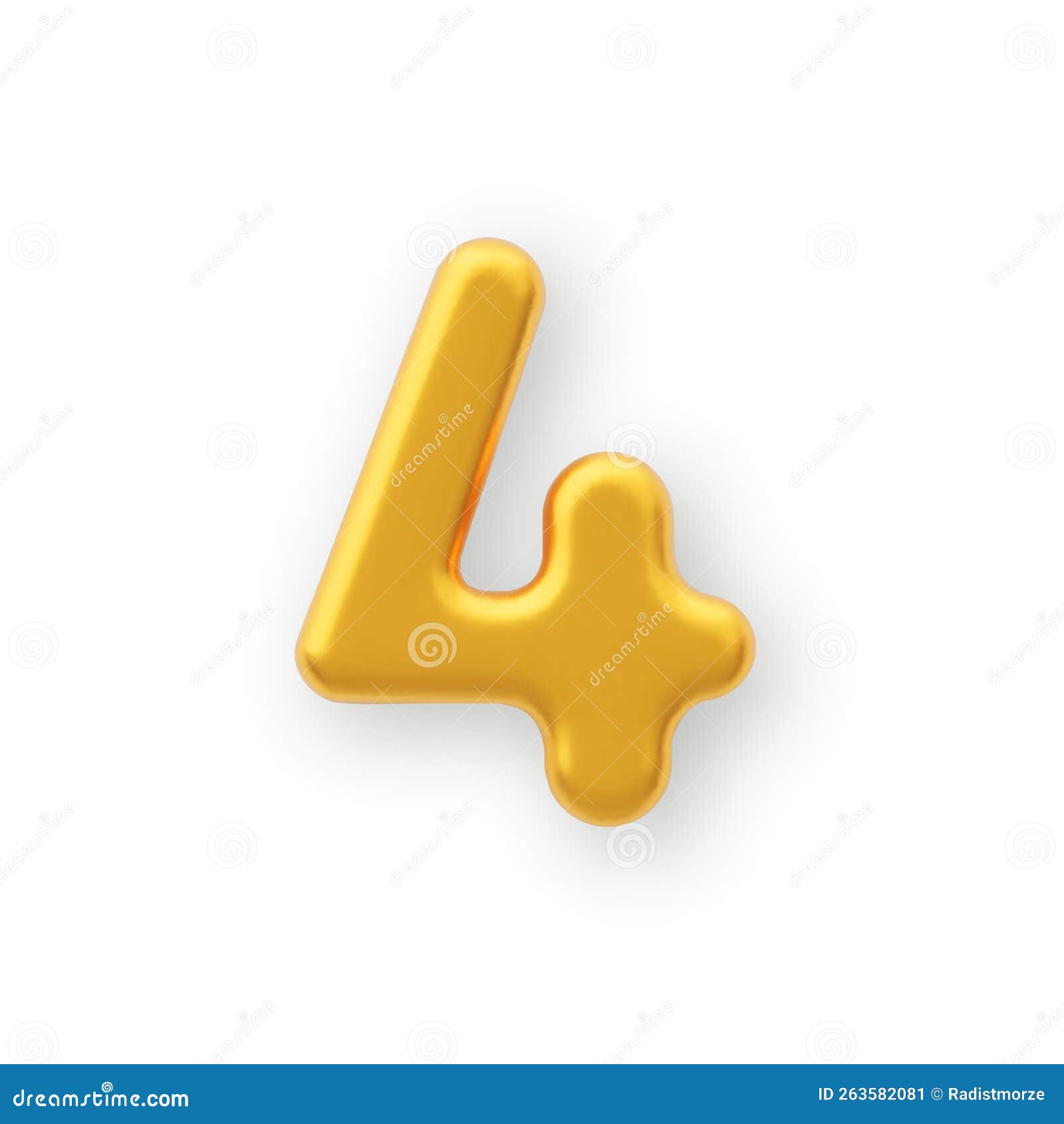 3D Gold Number 4 on a White Background . Stock Vector - Illustration of ...