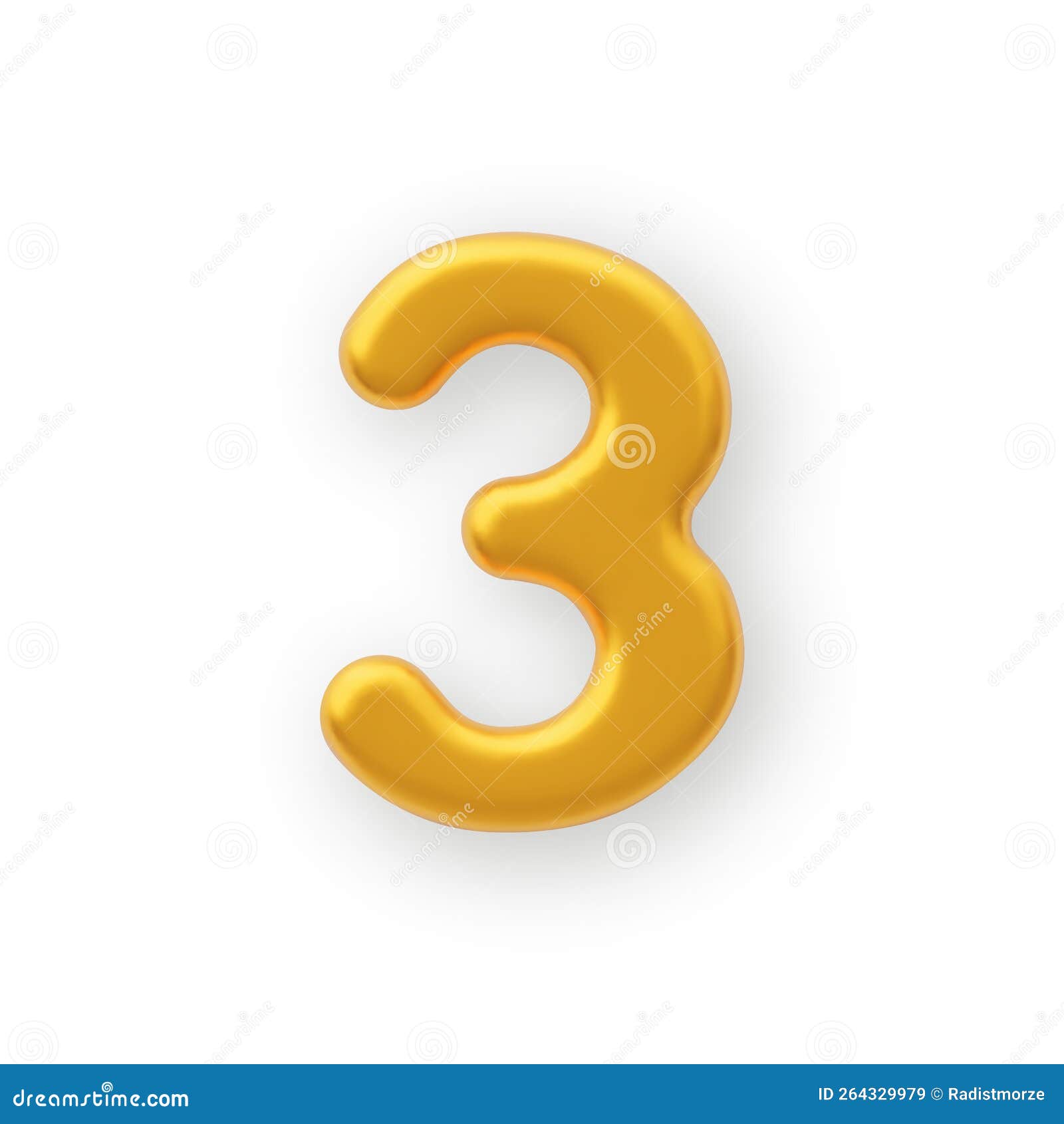 3D Gold Number 3 on a White Background . Stock Vector - Illustration of ...