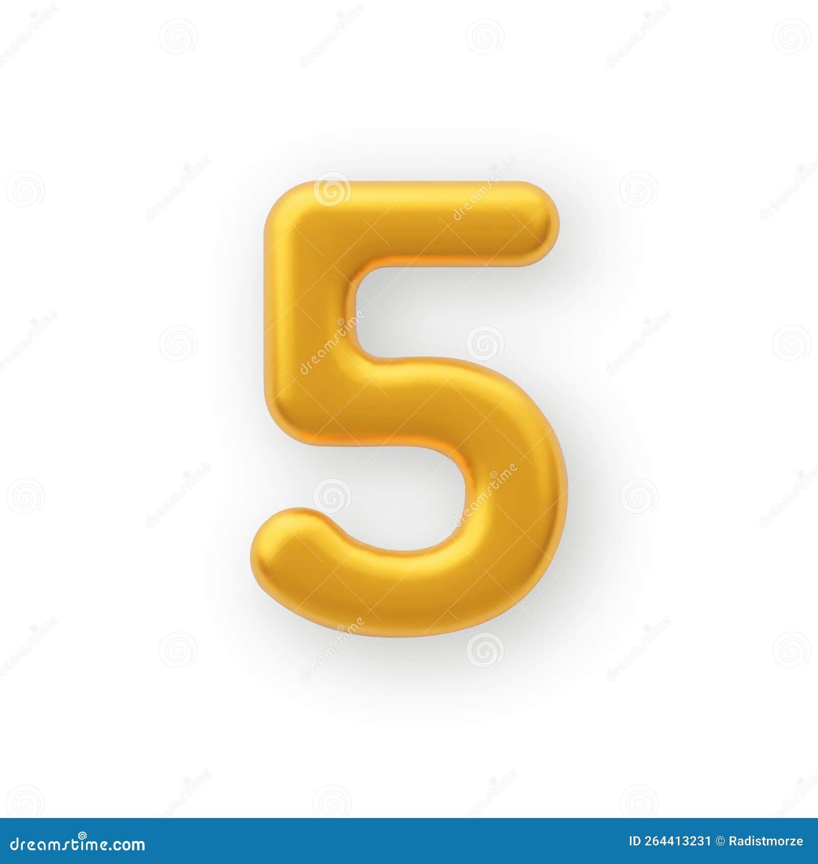 3D Gold Number 5 on a White Background . Stock Vector - Illustration of ...