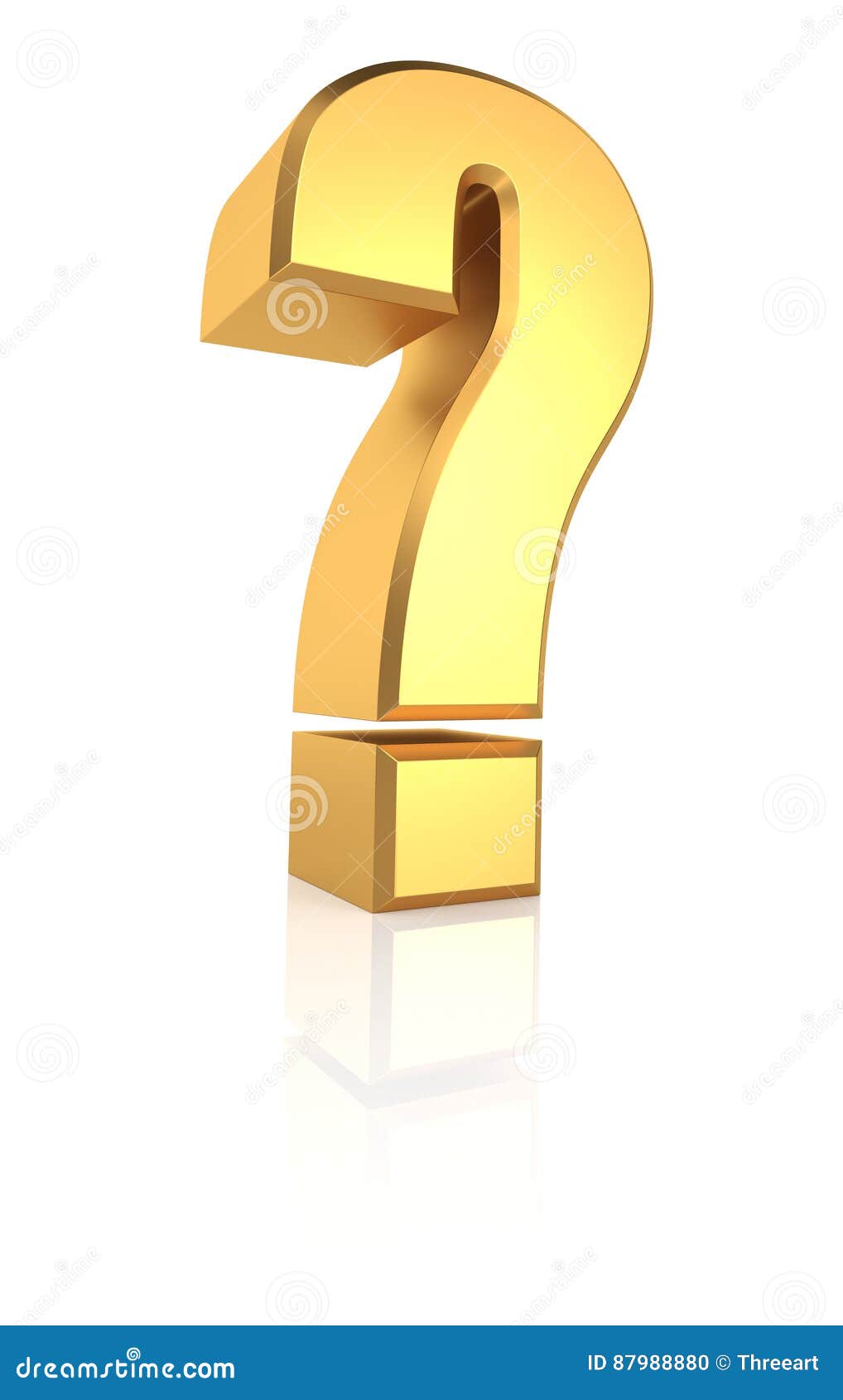 3D Gold Question Sign stock illustration. Illustration of rendering ...