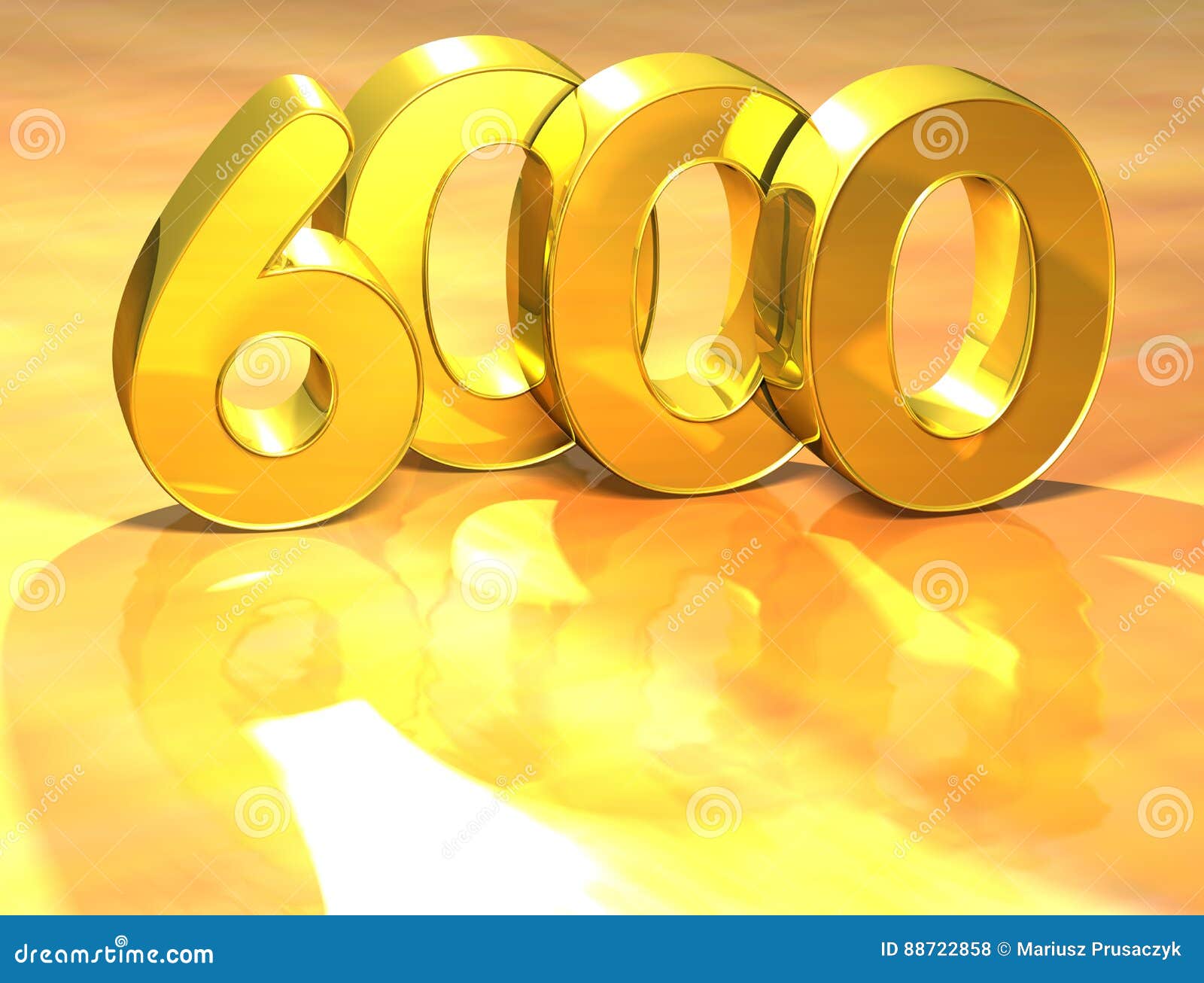 3D Gold Ranking Number 6000 on White Background. Stock Illustration ...