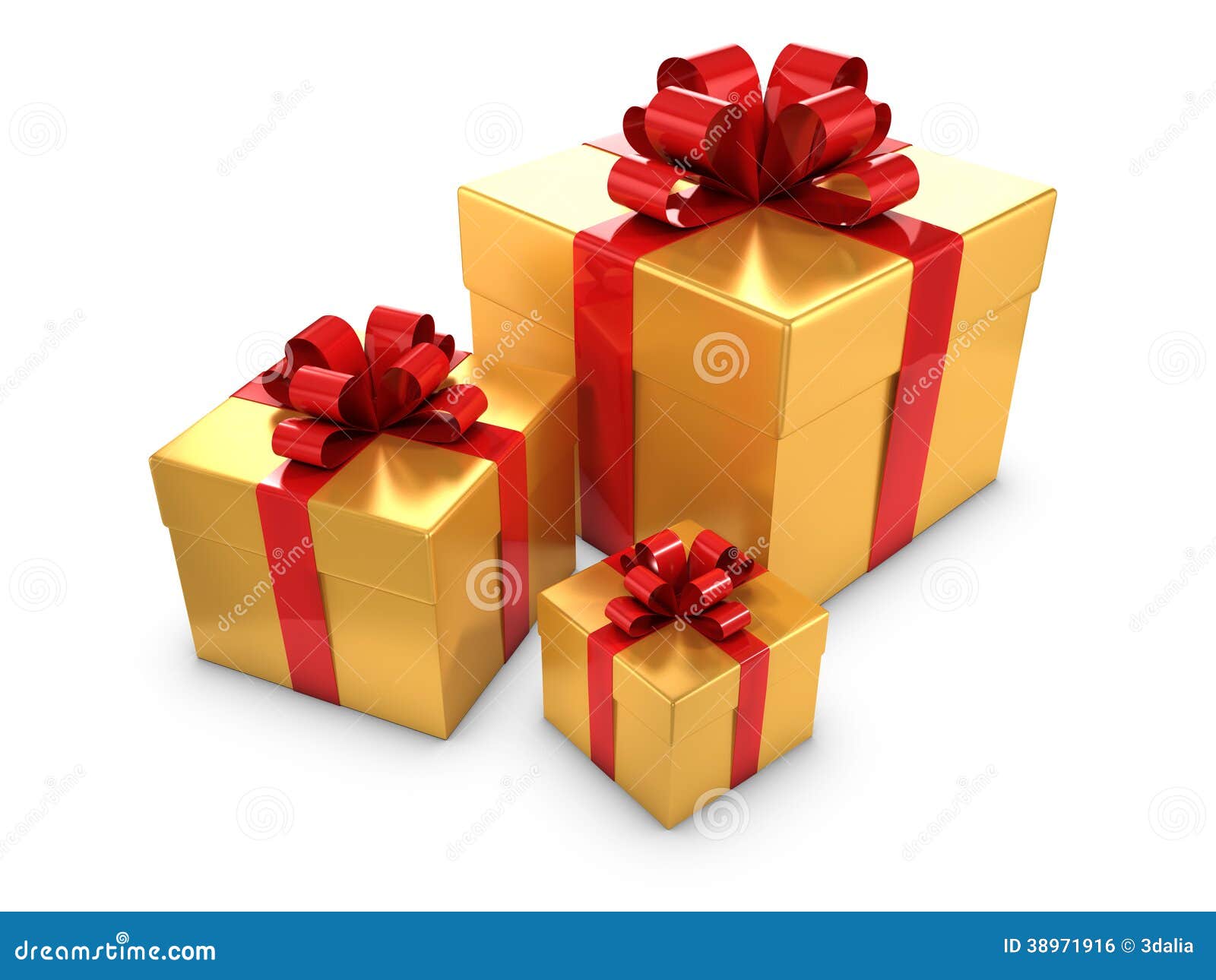 3d Gold and red gift boxes stock illustration. Illustration of gift ...