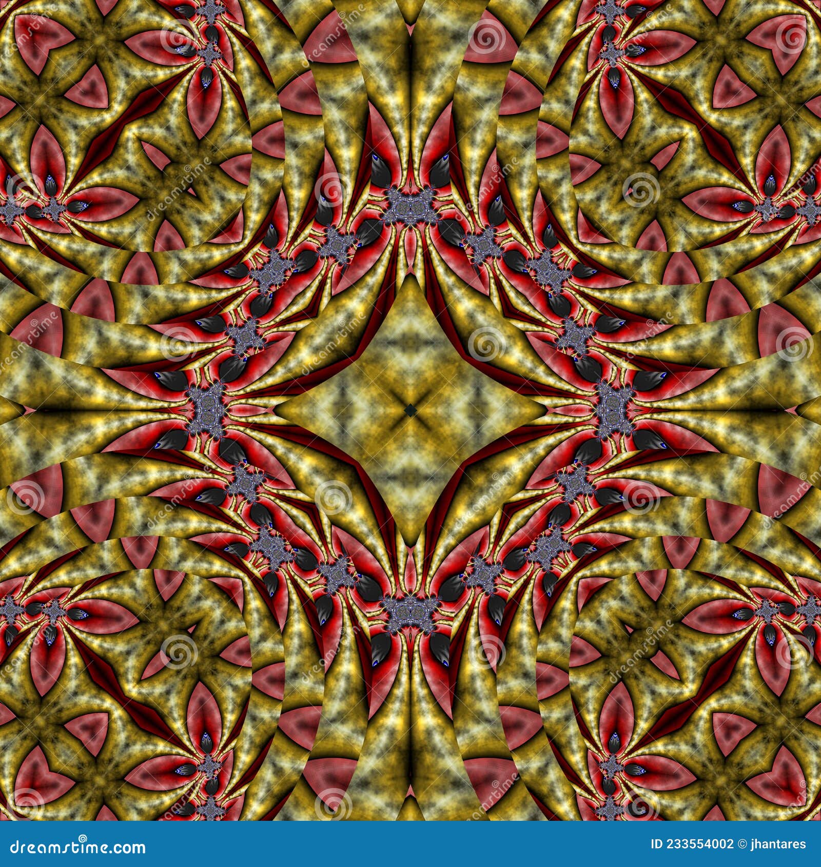 3d Gold Red Kaleidoscopic Pattern Stock Photo - Image of painting ...