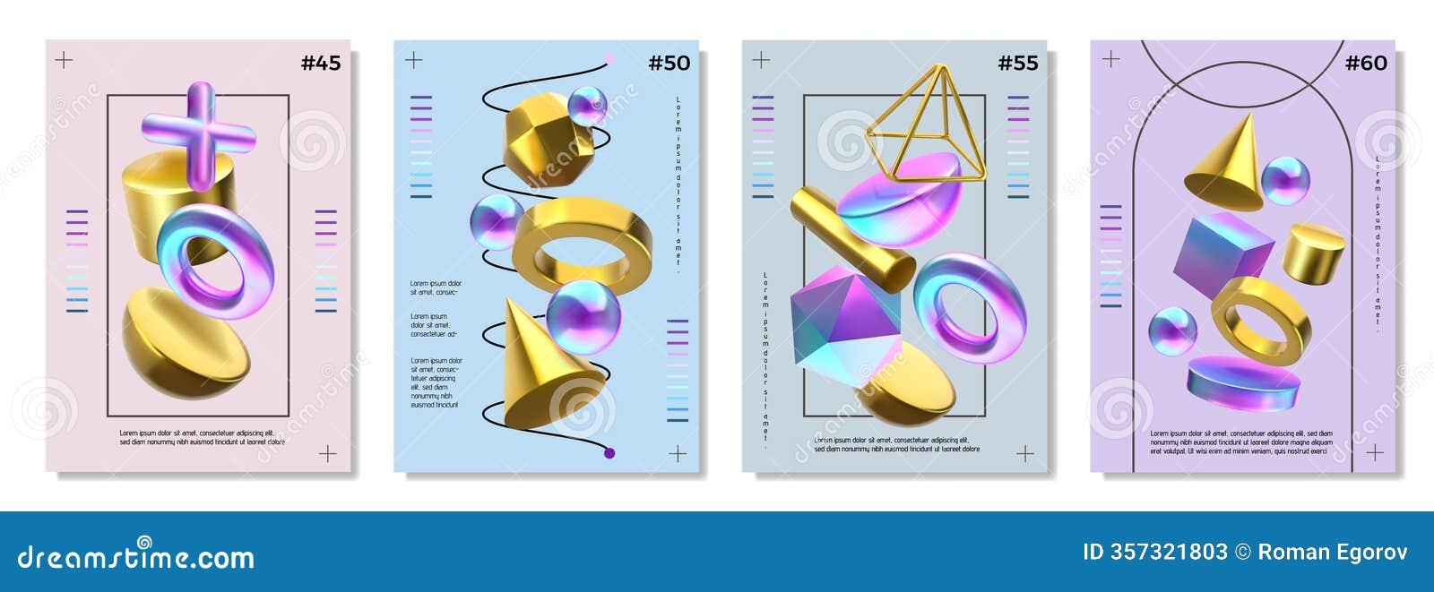 3d Gold Render. Geometric Shape Elements, Abstract Gradient Ball Figure ...