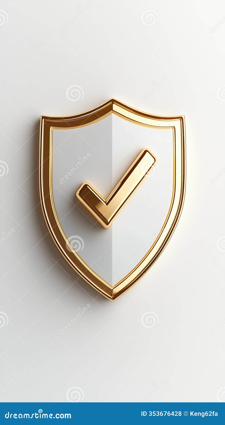 3D Gold Shield Icon with Checkmark, Symbolizing Security and Trust ...