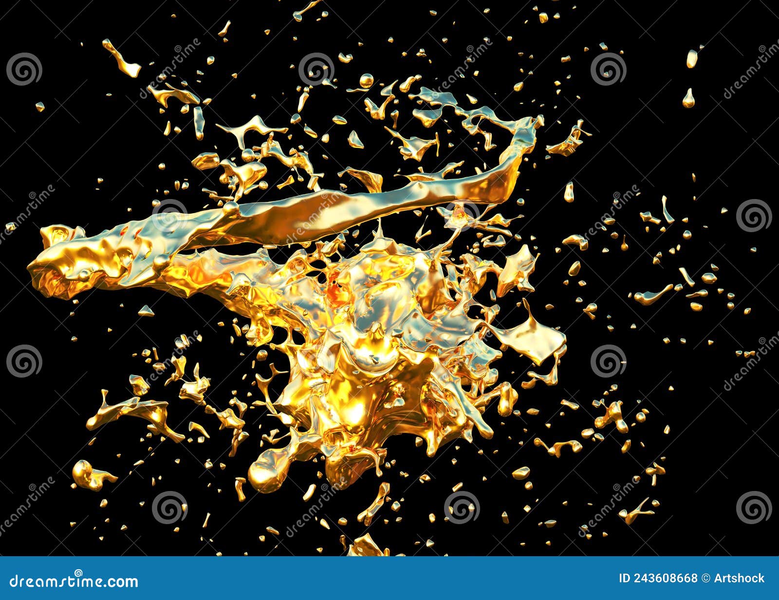 3D Gold splash stock illustration. Illustration of artifact - 243608668