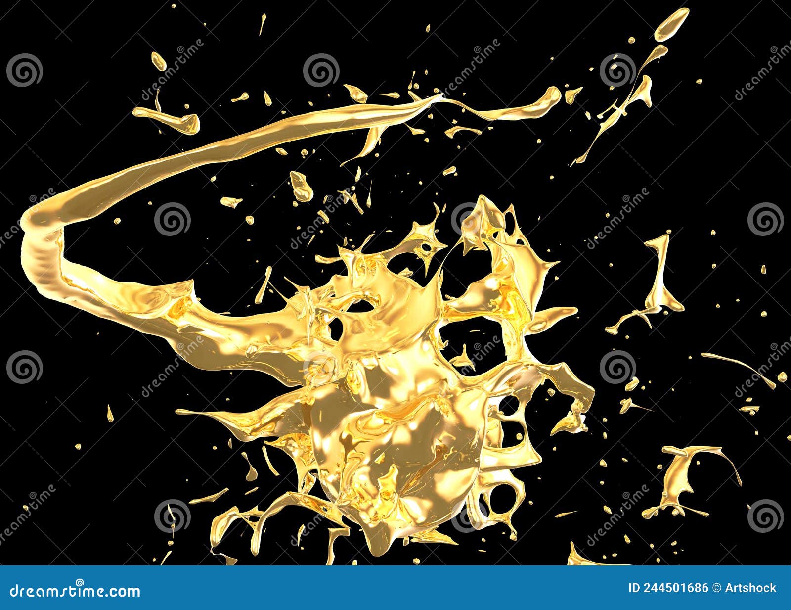 3D Gold splash stock illustration. Illustration of design - 244501686